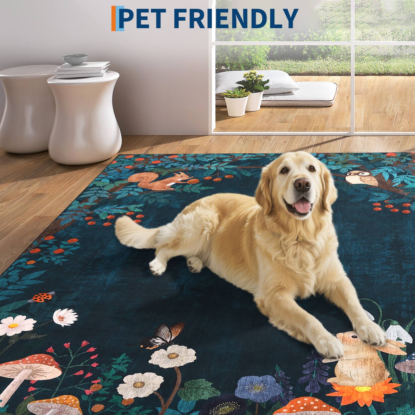 Acekool Retro Fairy Tale Area Rug Ultra Thin & Soft Machine Washable ...