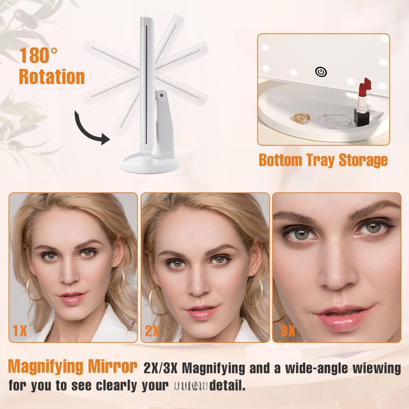 Cedar Assembly Mirror LED Lighted Magnifying Vanity Makeup Double Sided ...