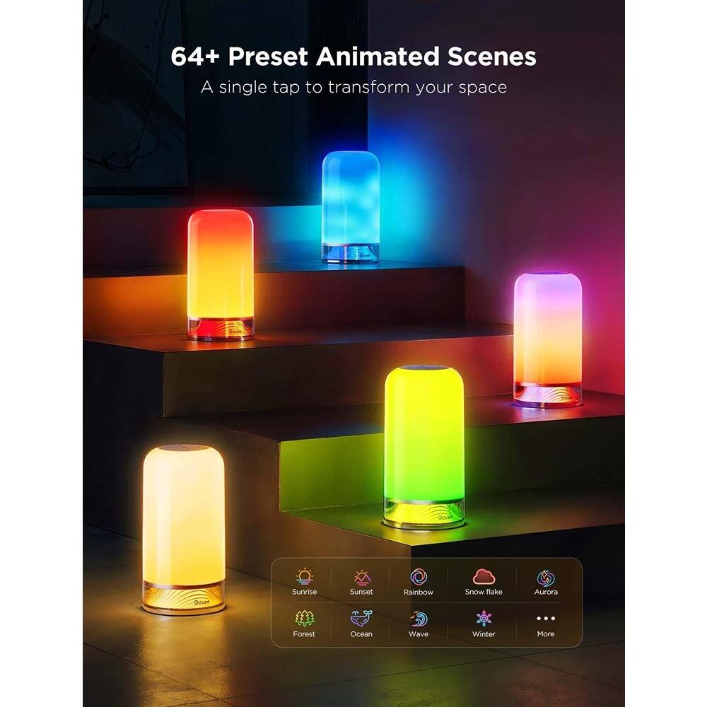 PARKER SLATER RGBIC Smart Table Lamp, Touch Bedside LED Desk Lamp with ...