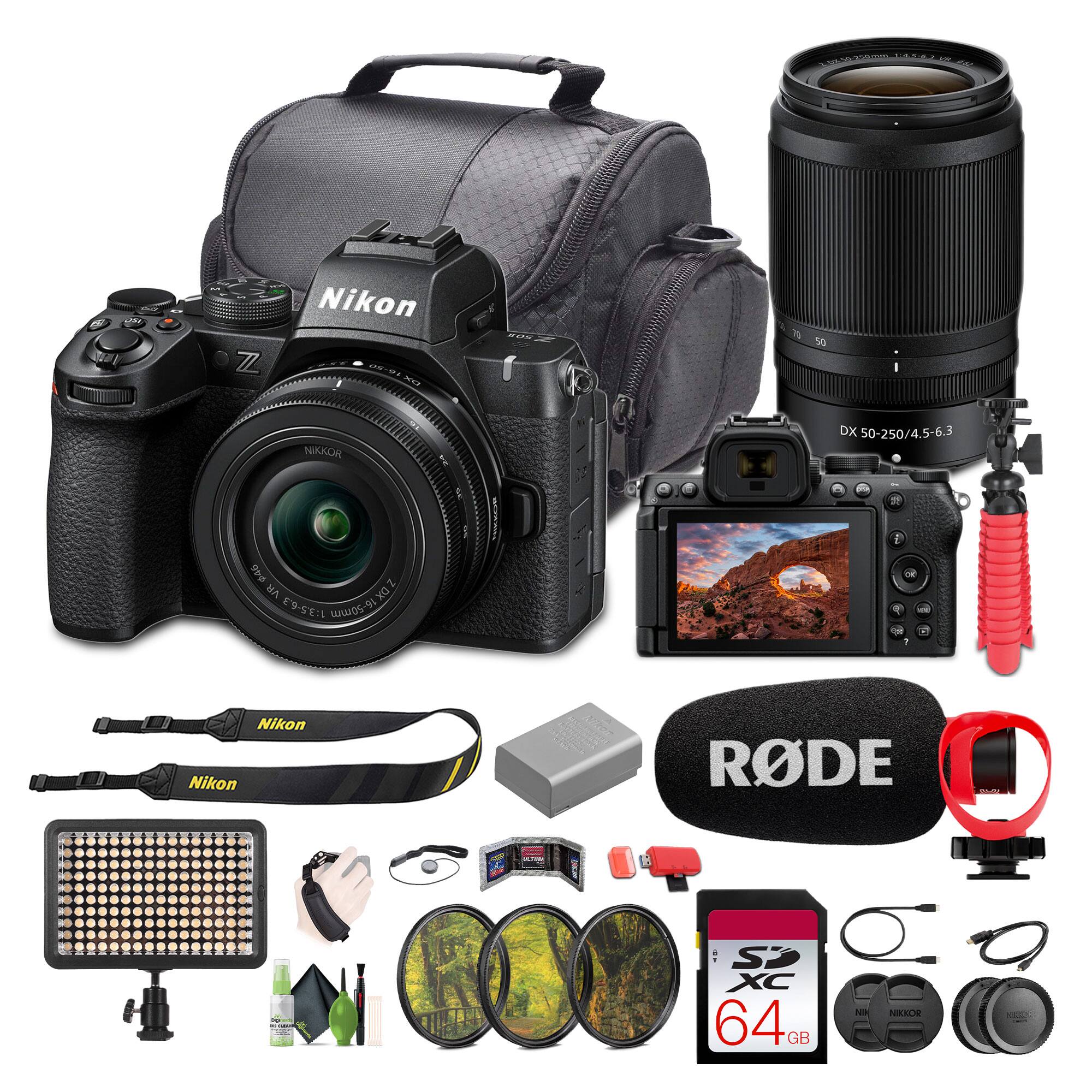 Nikon Z50II Mirrorless Camera + 16 50mm & 50 250mm Lenses + Rode ...