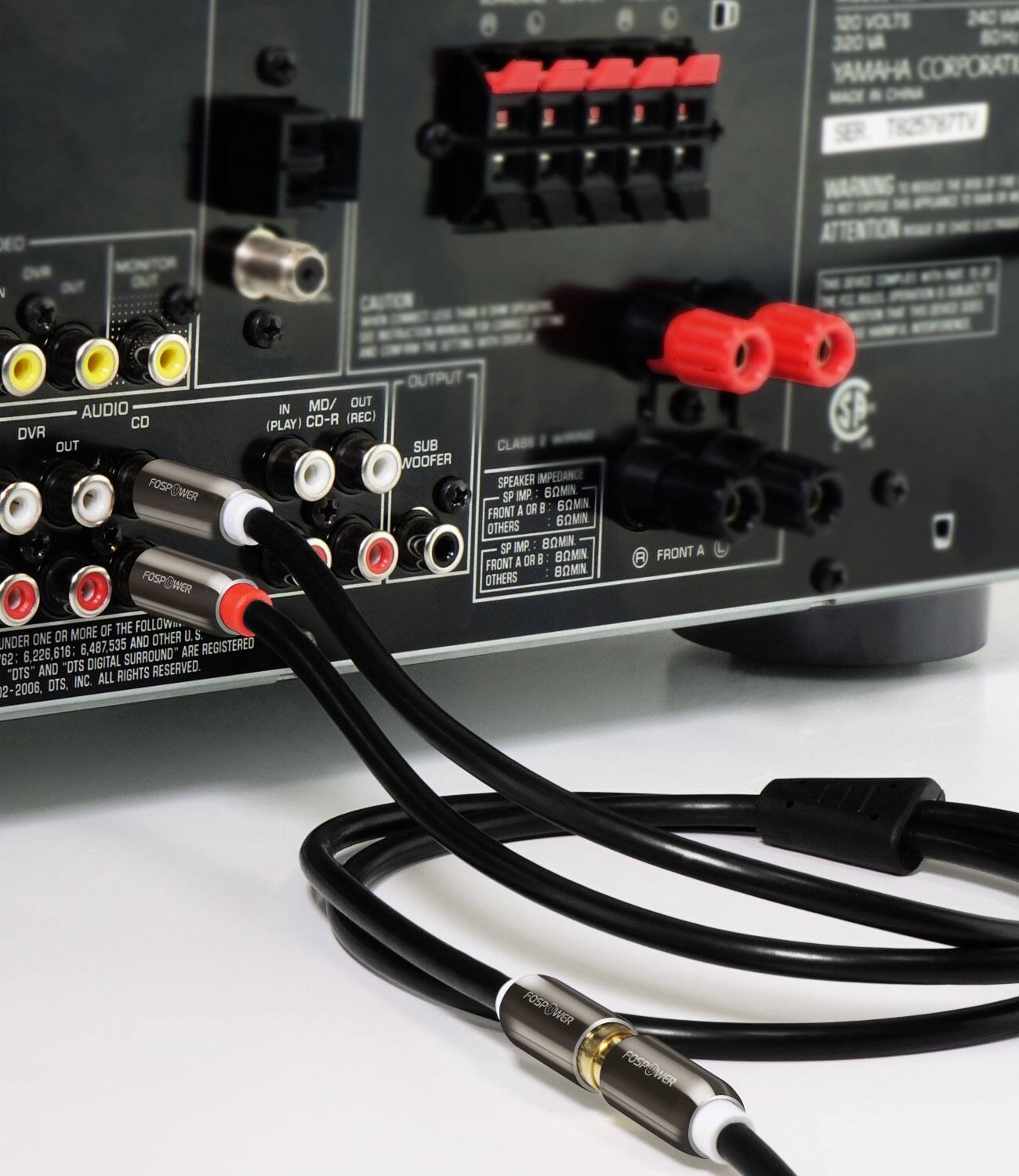 FosPower RCA Y Adapter 24k Gold Plated (6 Feet), 1 RCA Male to 2 RCA Male Y Splitter Digital ...