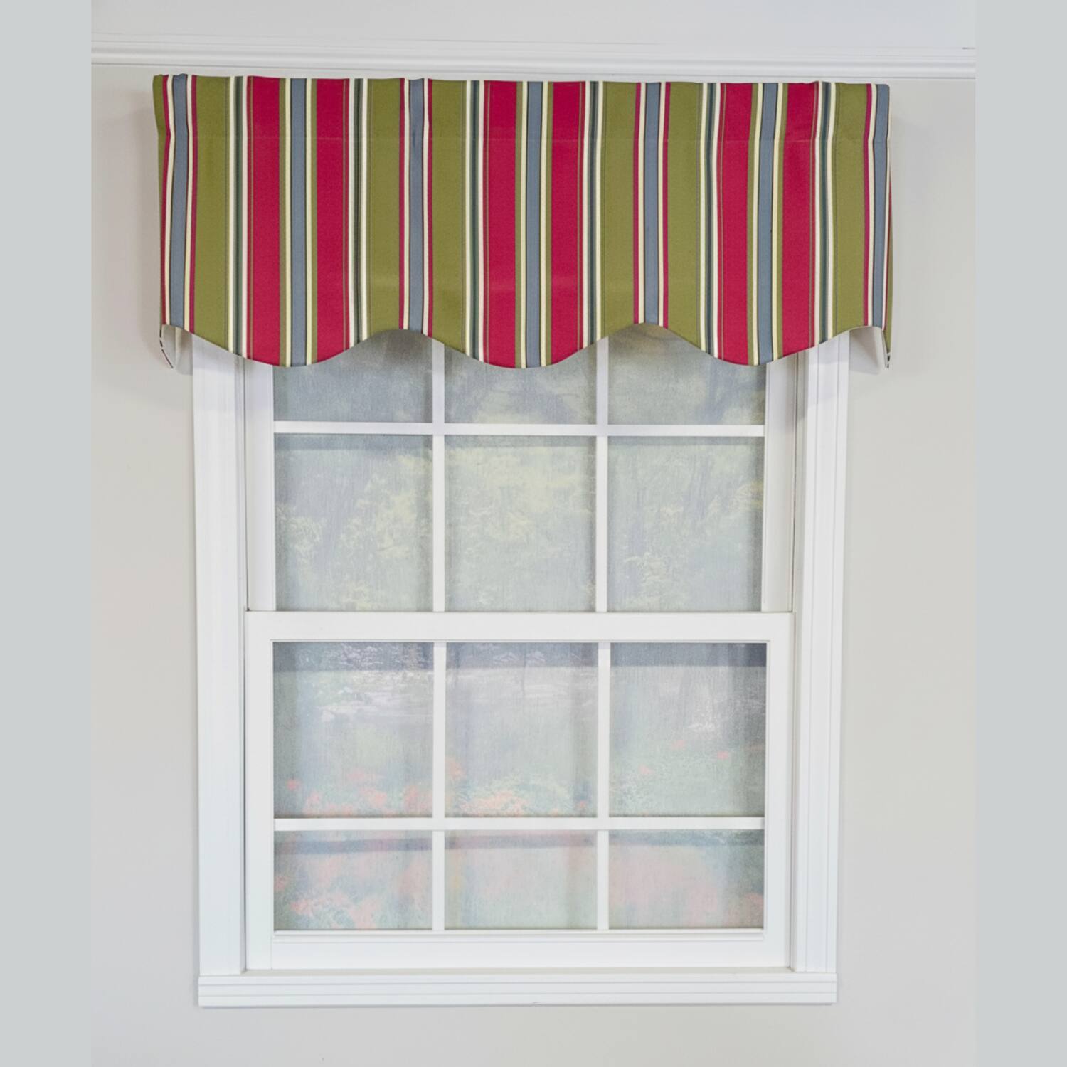 RLF Home Nigel Stripe Regal 100% Cotton Rod Pocket Lined Window Valance ...
