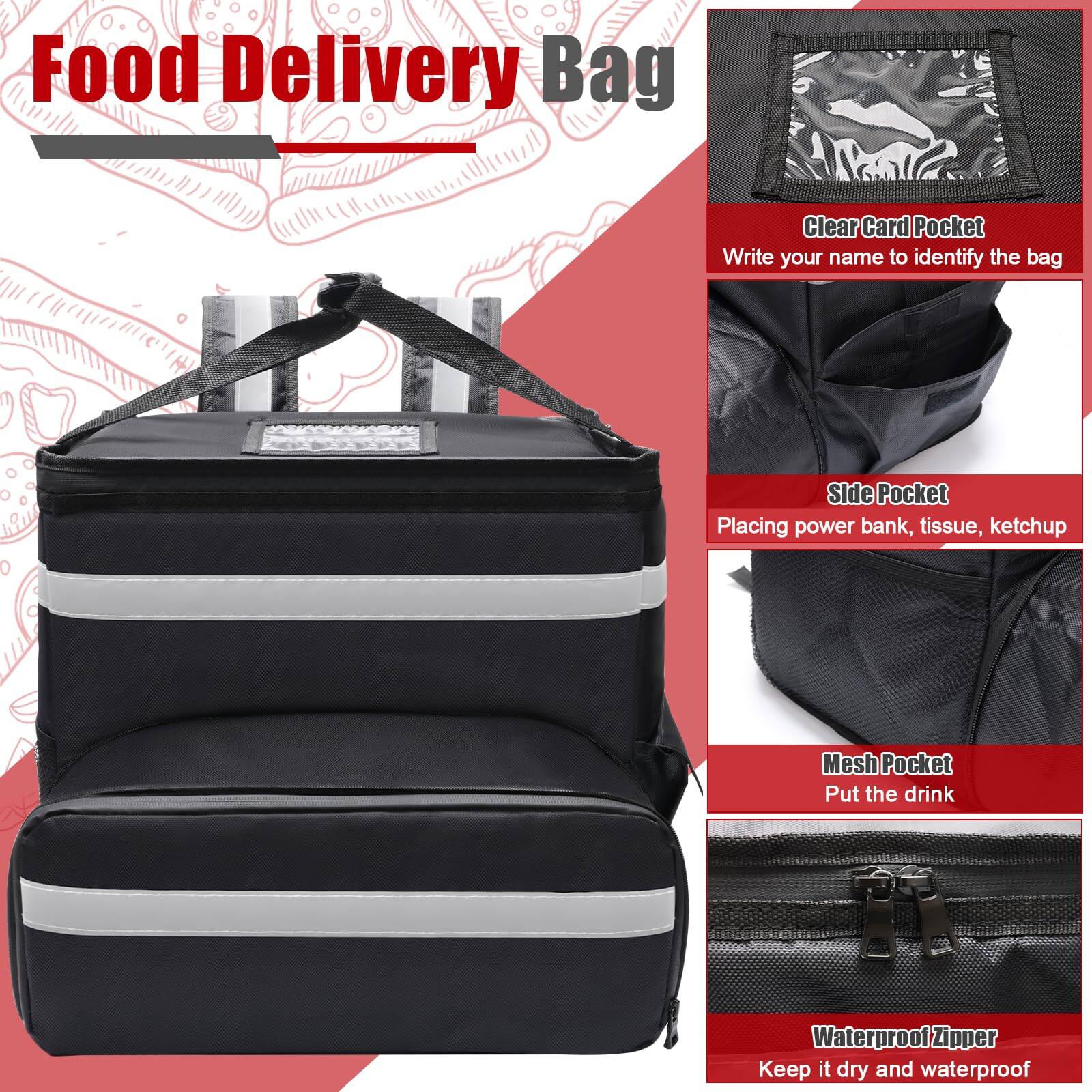 Live At Space Food Delivery Backpack For Bike Expandable Pizza Bags With 2 Pockets/ Support ...