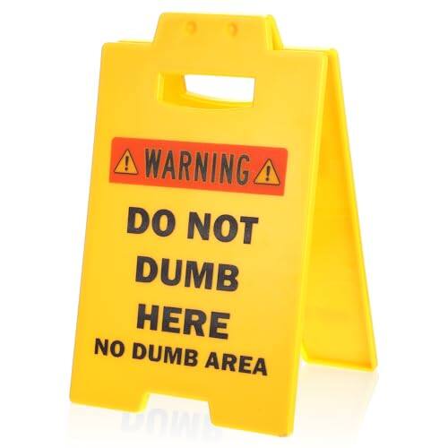 DORLUKFU Funny Team Office Desk Sign, Do Not Dumb Here Warning Caution ...