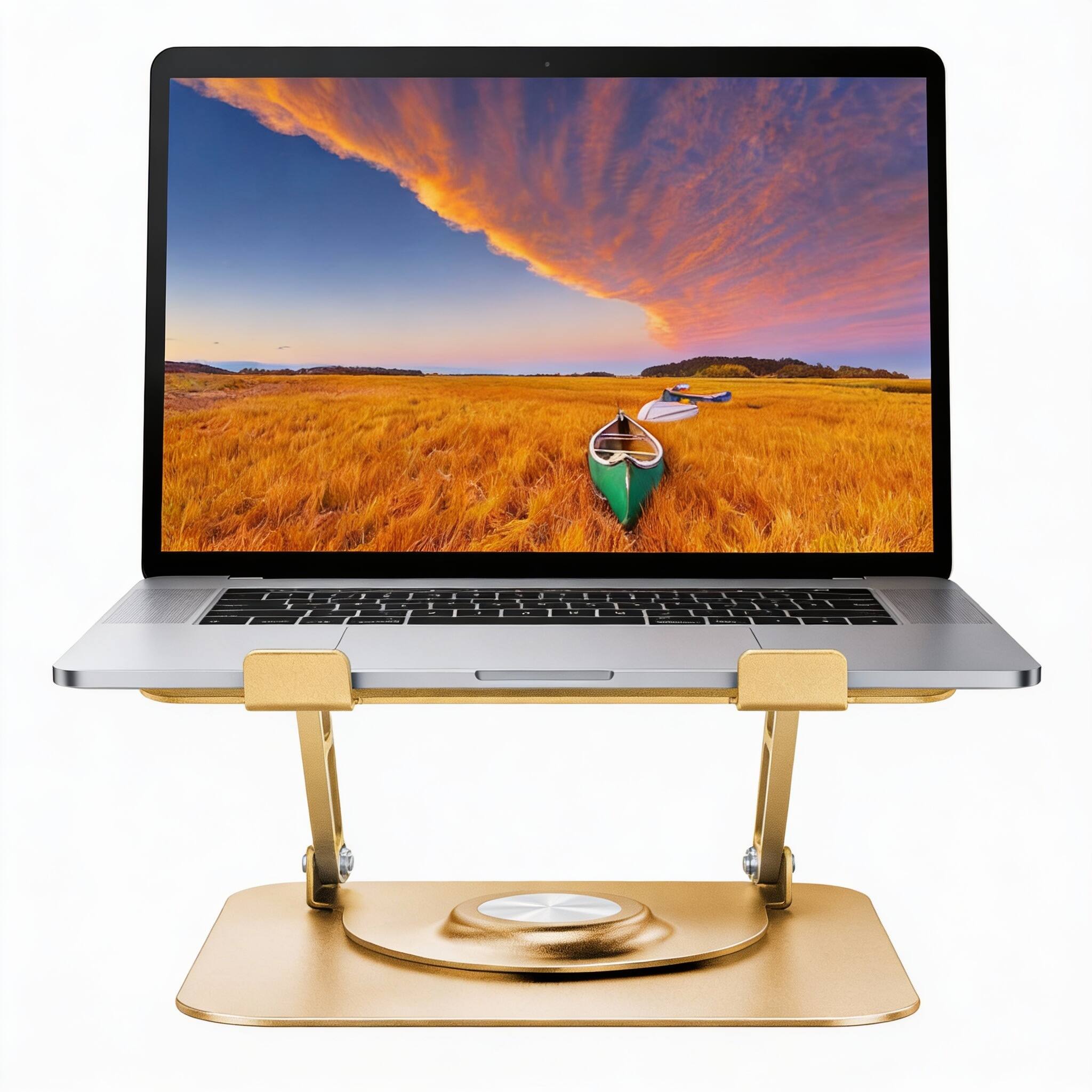 Frangdom 360° Rotating Laptop Stand Ergonomic Foldable Desk Riser Gold ...