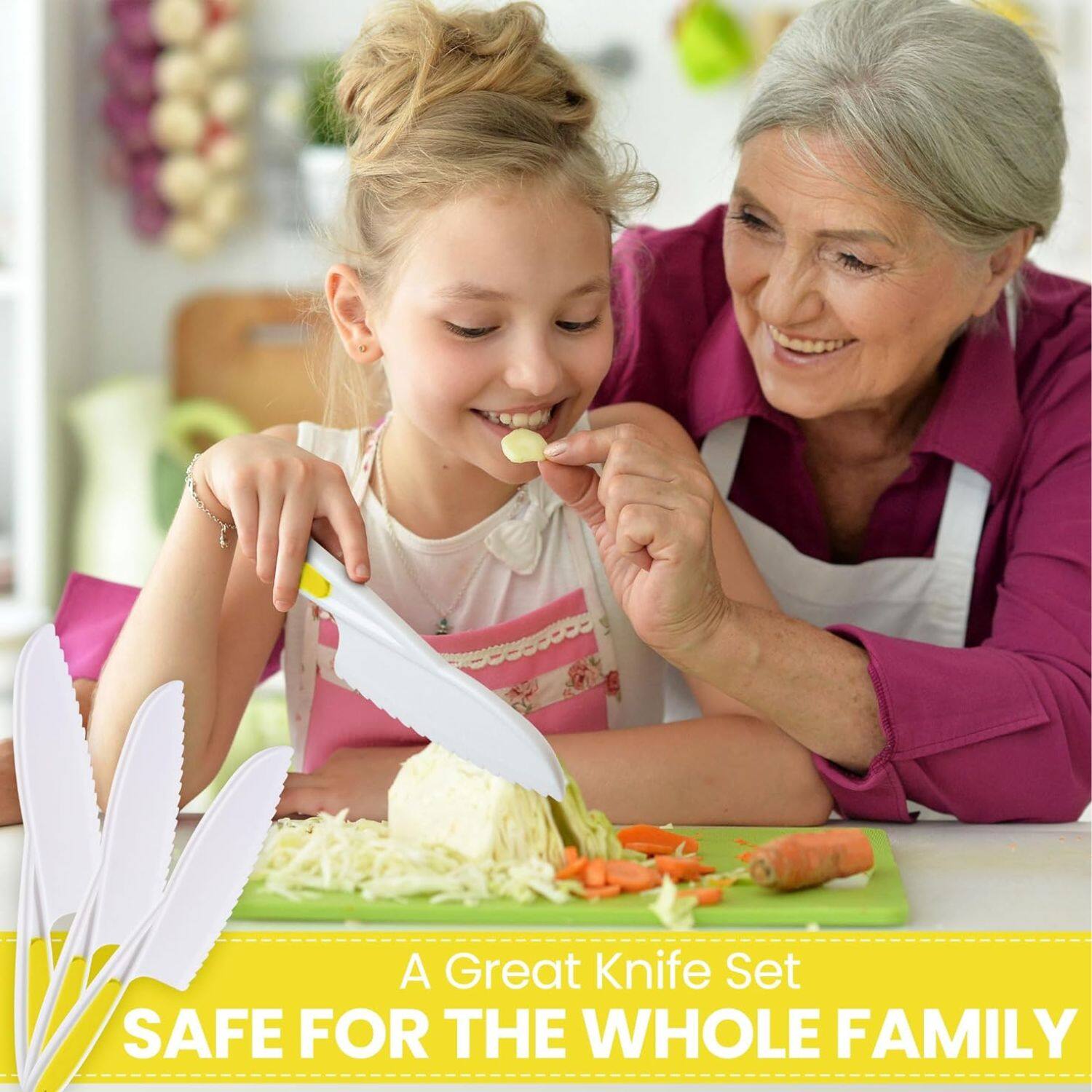 Zulay Kitchen 3 Piece Kids Knife Set for Real Cooking & Baking For ...