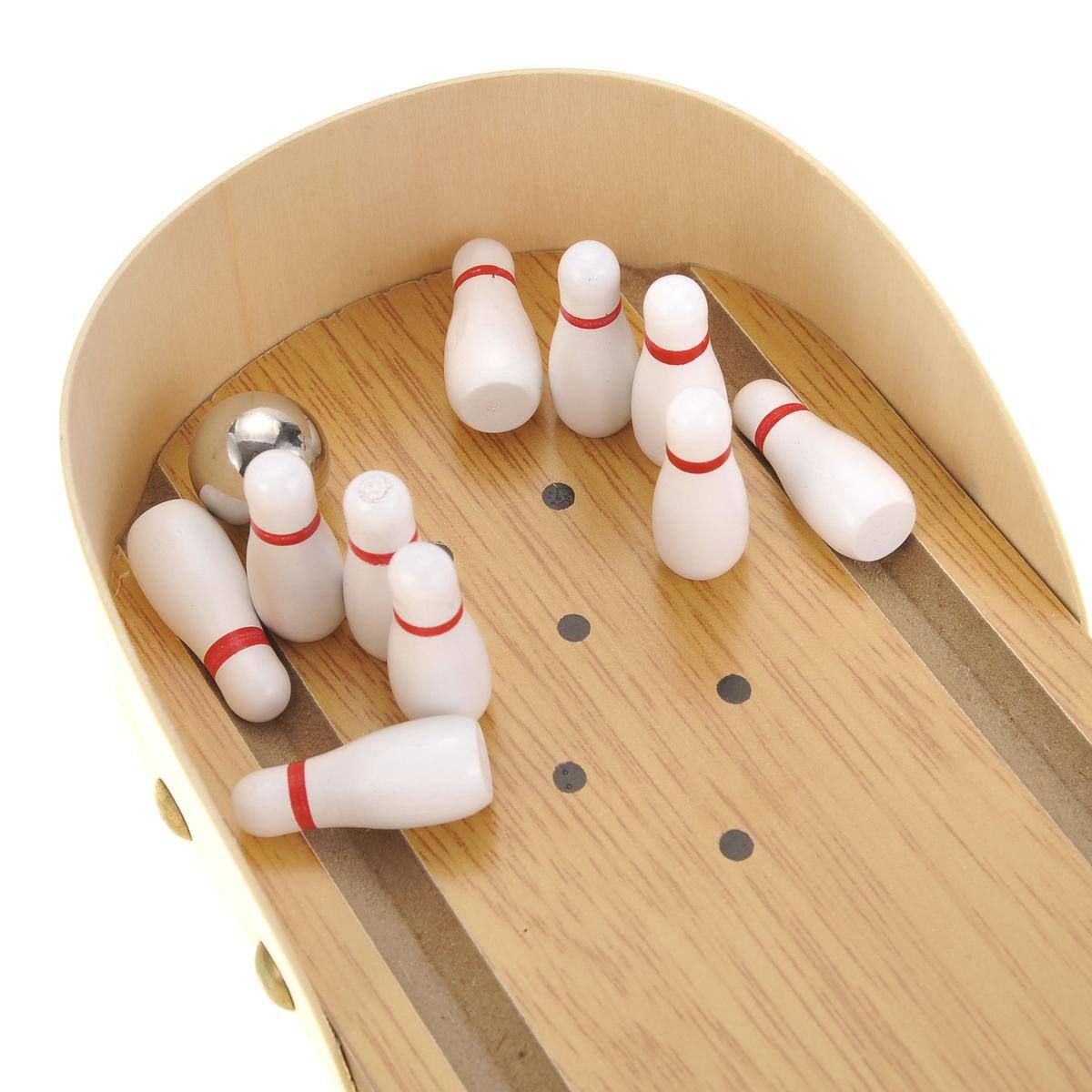 JuzToys Tabletop Mini Bowling Game Set Tabletop Wooden Board Mini ...