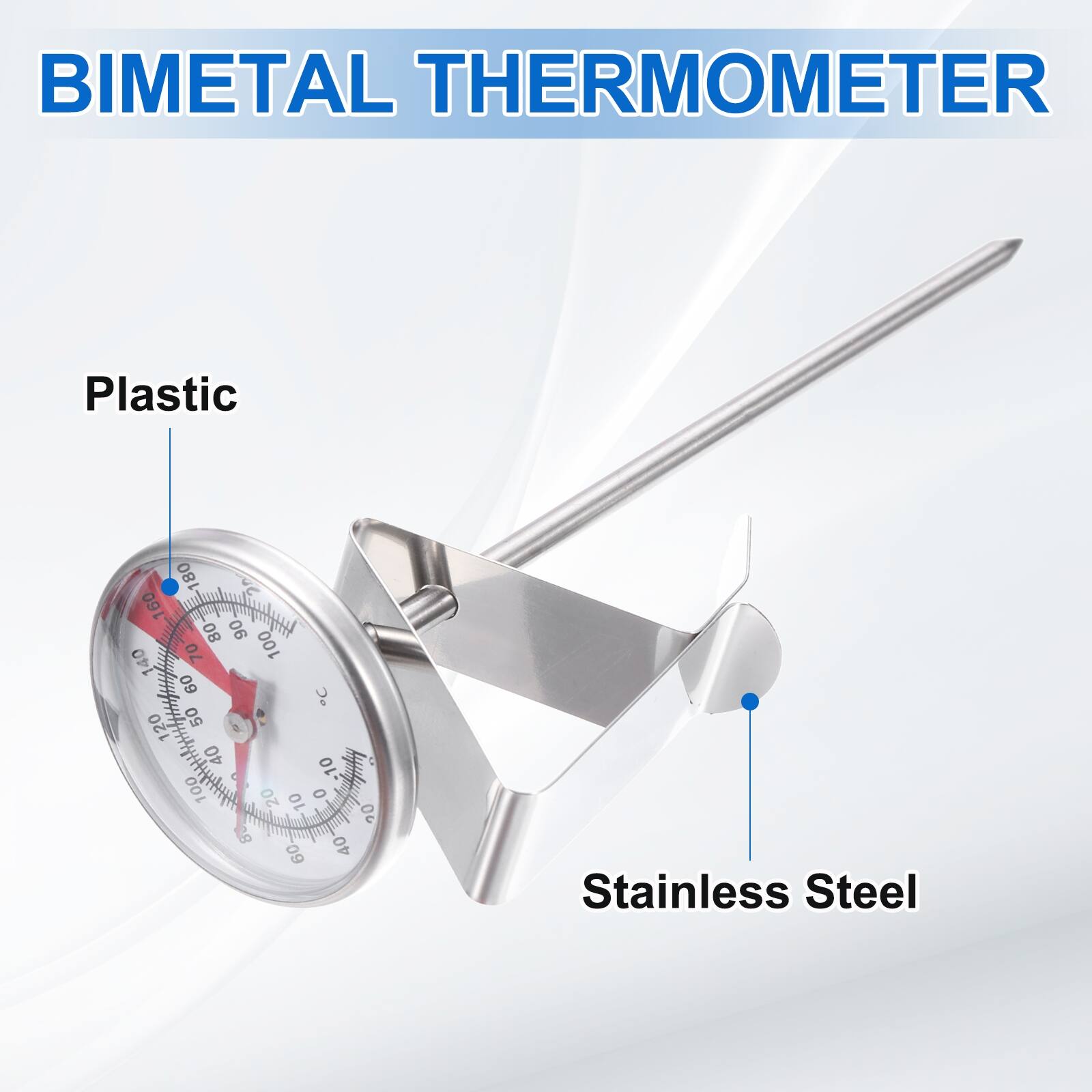 Unique Bargains Bimetal Thermometer 5in Stem & 1.5in Dial, 10 110°C ...
