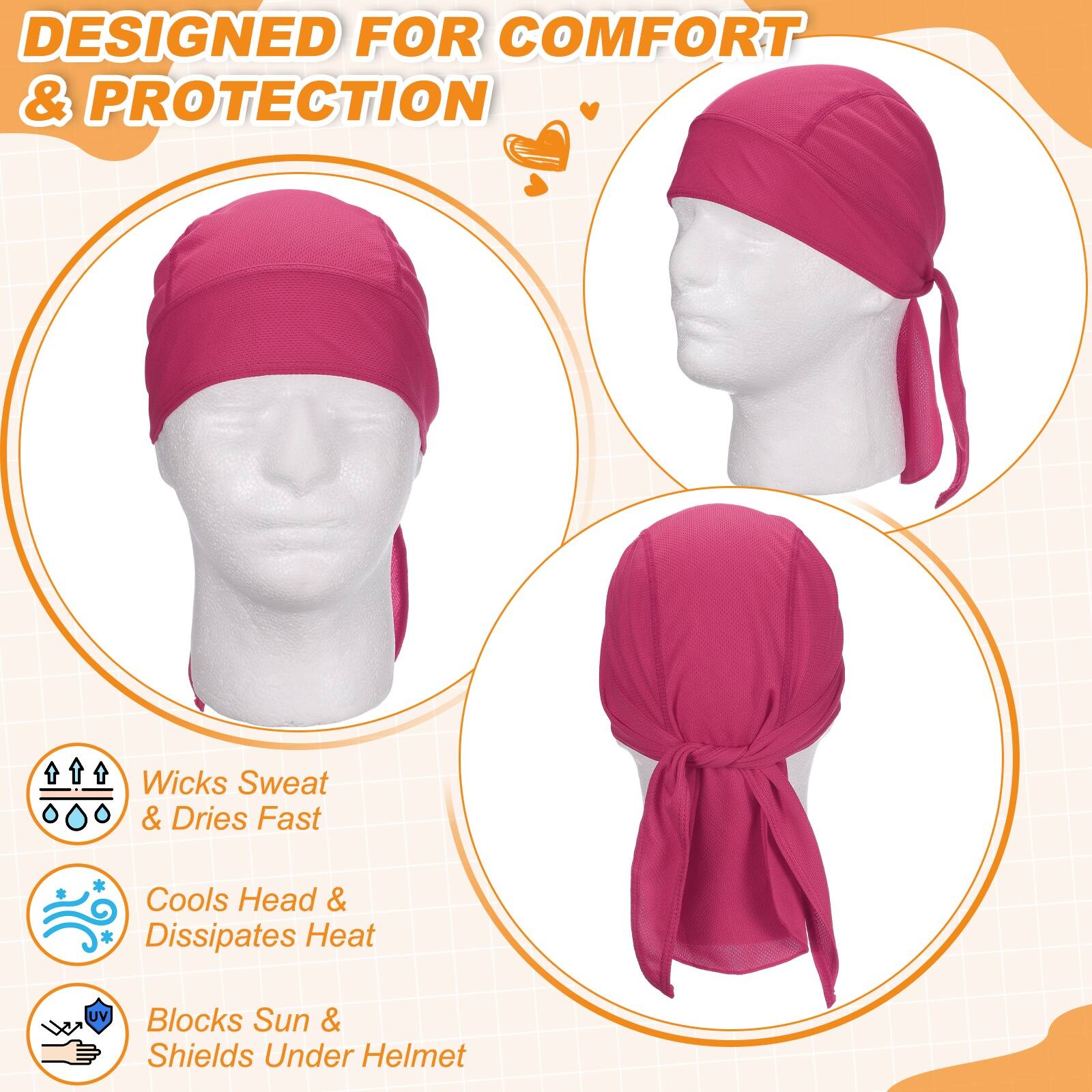 Unique Bargains Cooling Do Rags, Sweat Wicking Skull Caps, Breathable ...
