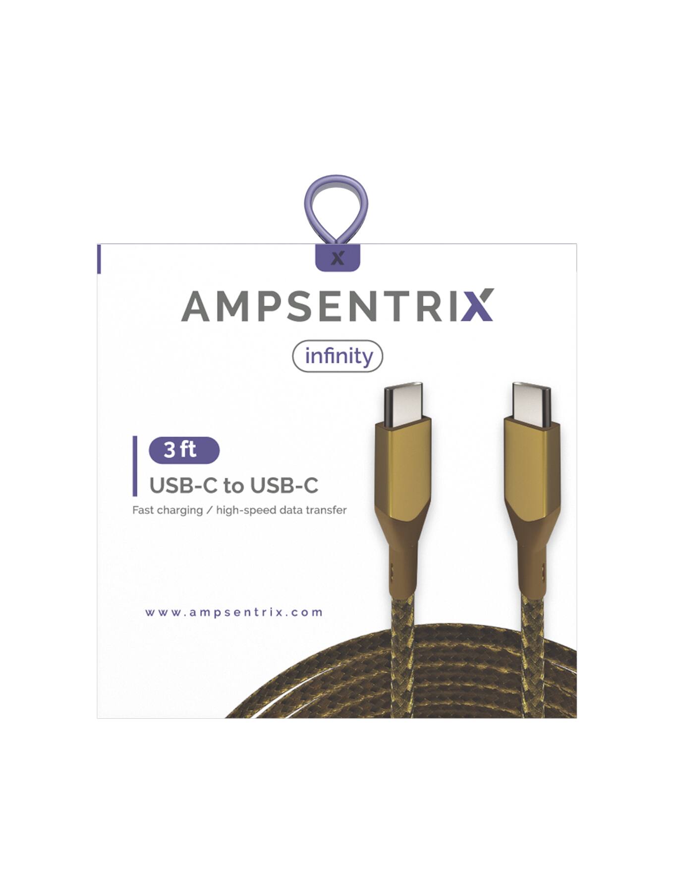 Ampsentrix 3 FT USB Type C To USB Type C Cable (Infinity) Gold N/A ...