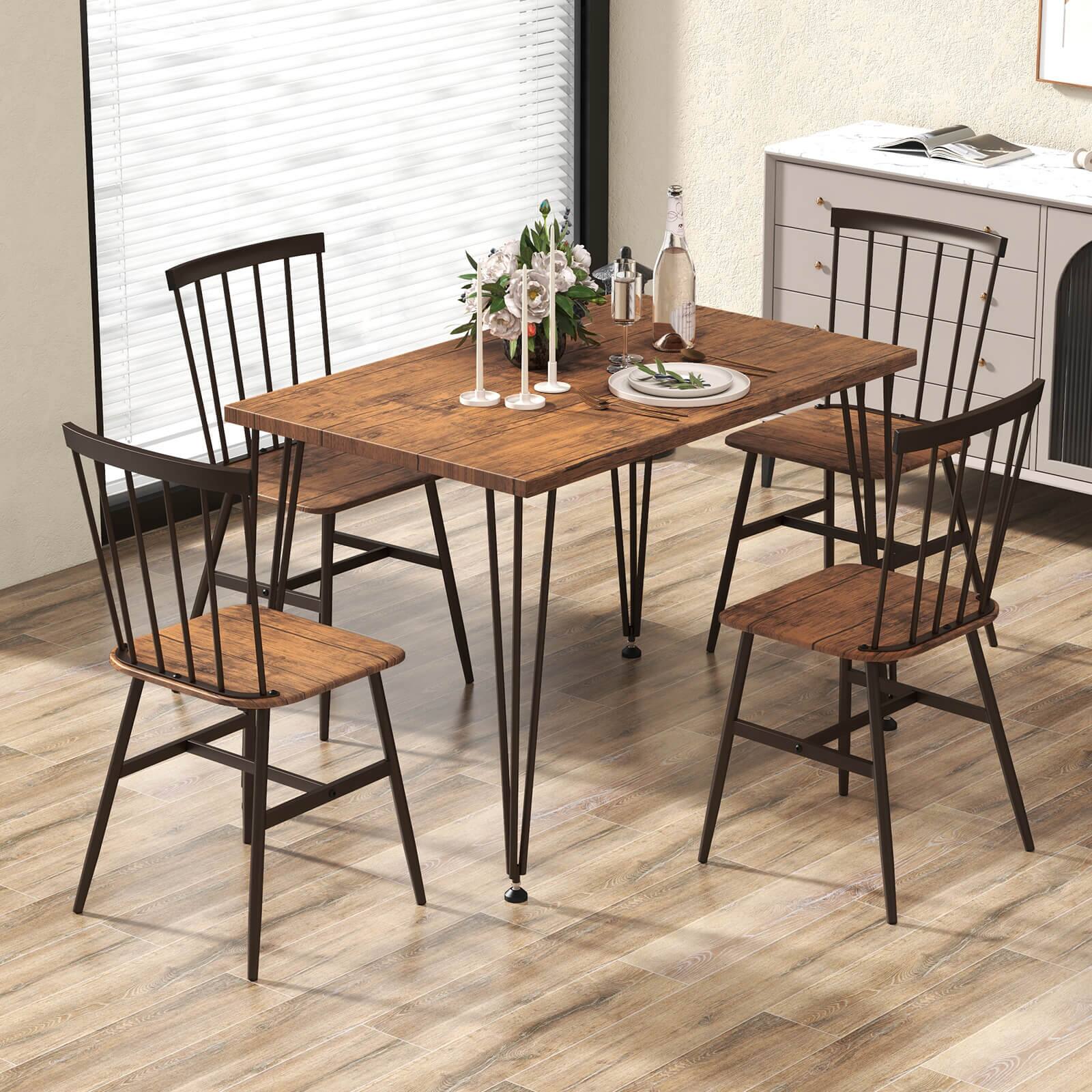 Costway 5 PCS Dining Table Set for 4 Rectangular Kitchen Table & 4 ...