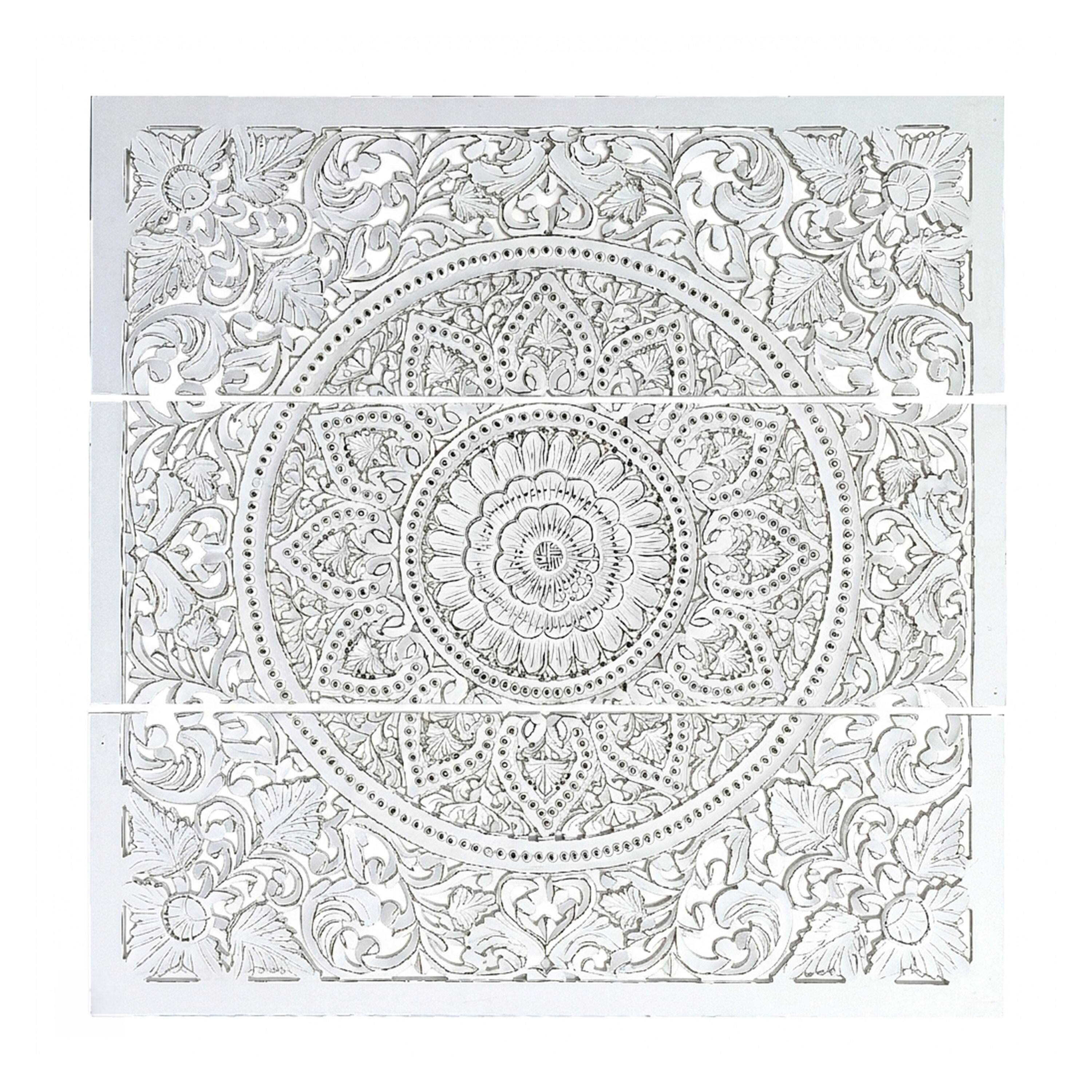 Manhattan Lane Josa 3pc Wood Wall Panel Set, Mandala Floral Carving ...