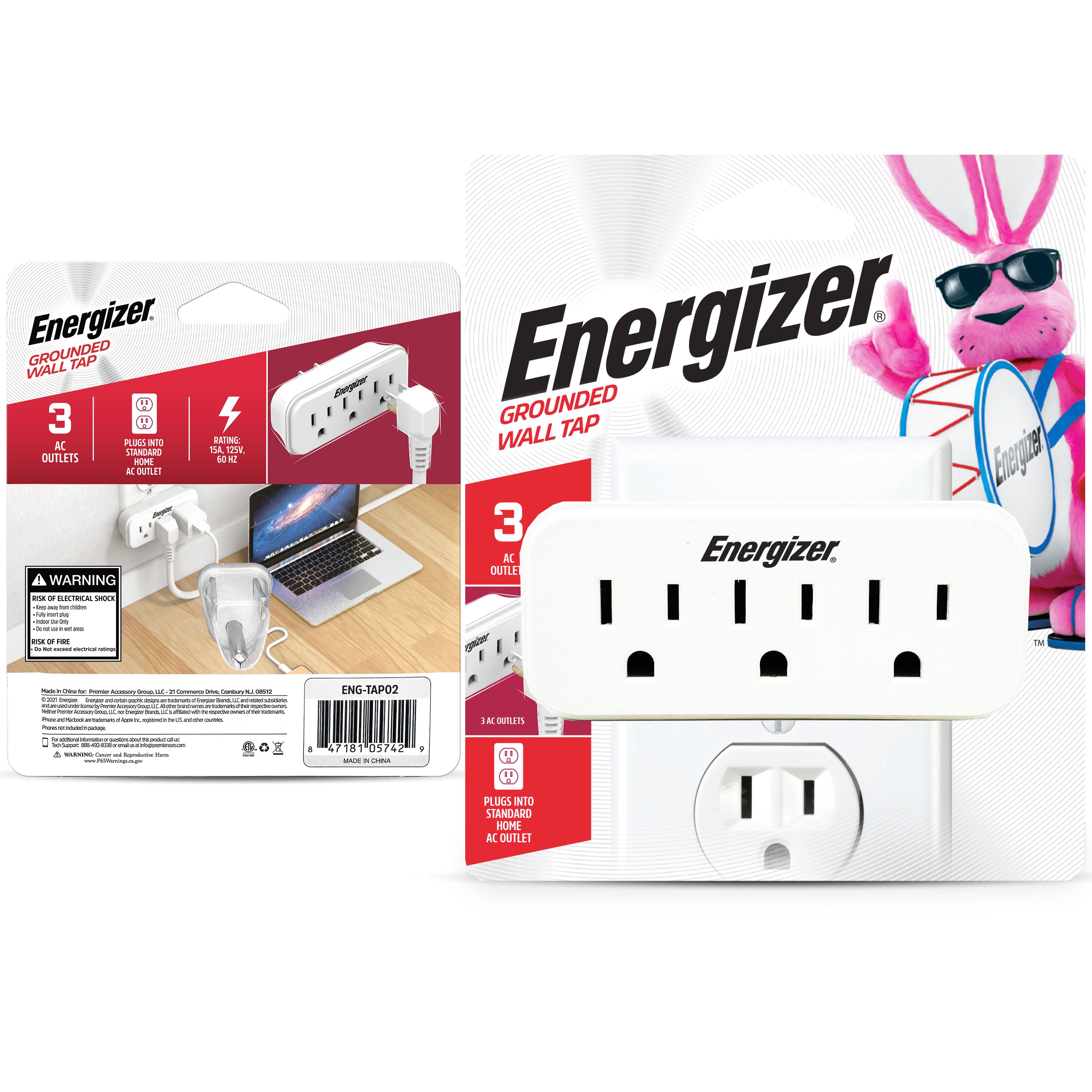 Energizer 3 Device Multi Plug Wall Outlet Extender – Power Strip ...