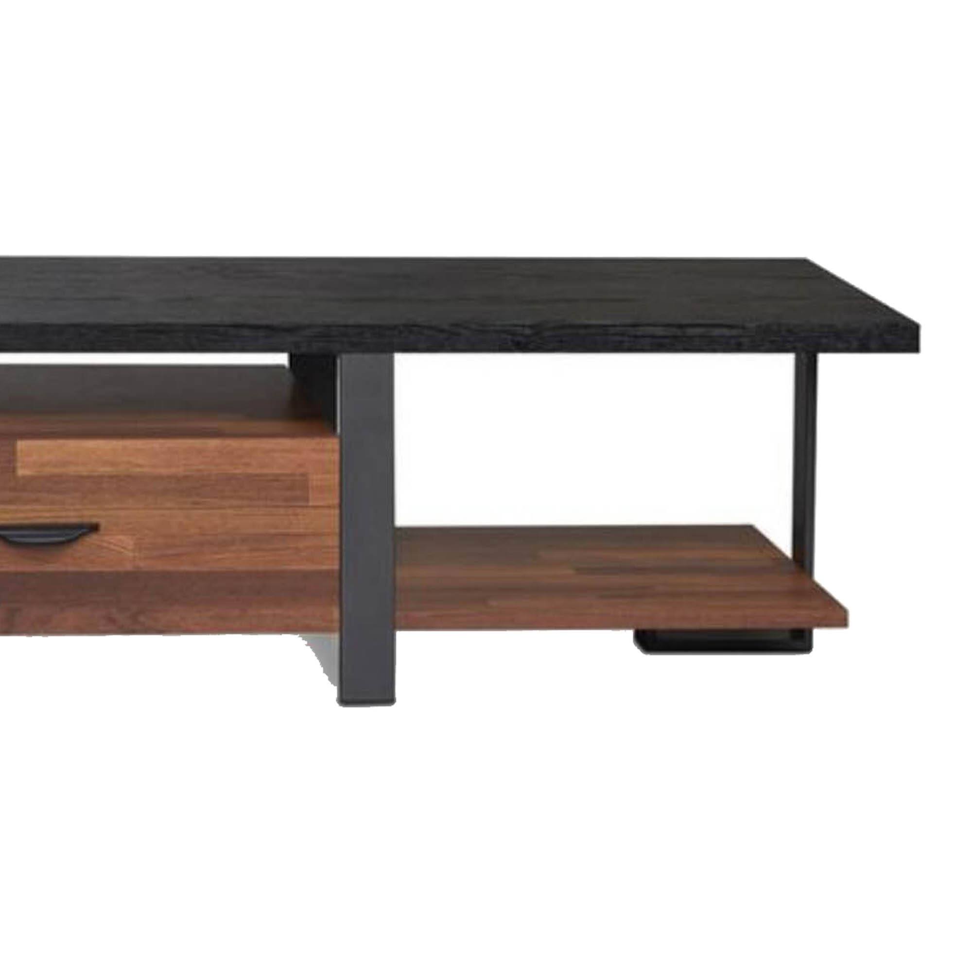 Manhattan Lane Metal Framed Wooden TV Stand Straight with Two Drawers ...