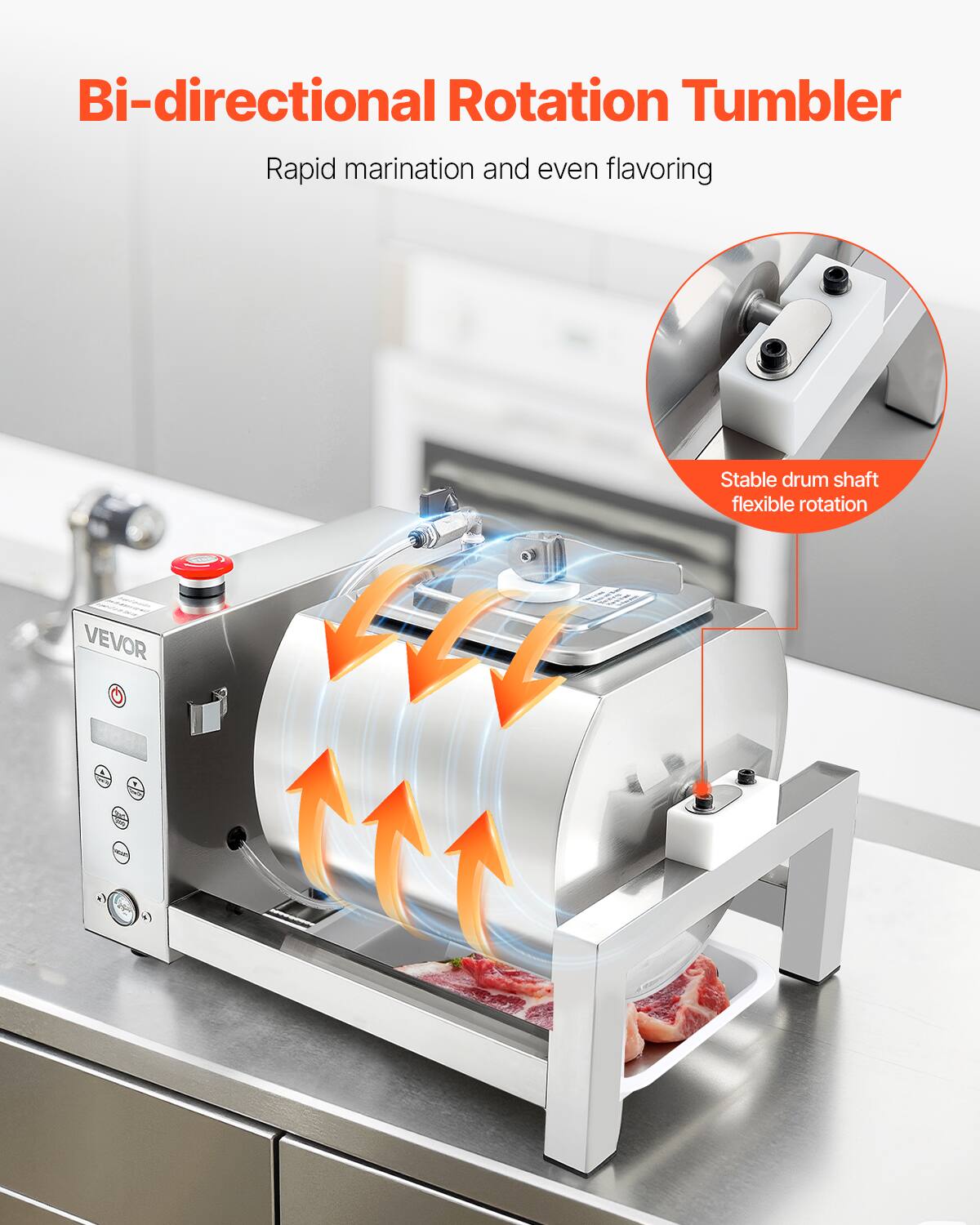 VEVOR Meat Tumbler Marinator, 10L Vacuum Tumbler Marinating Machine ...