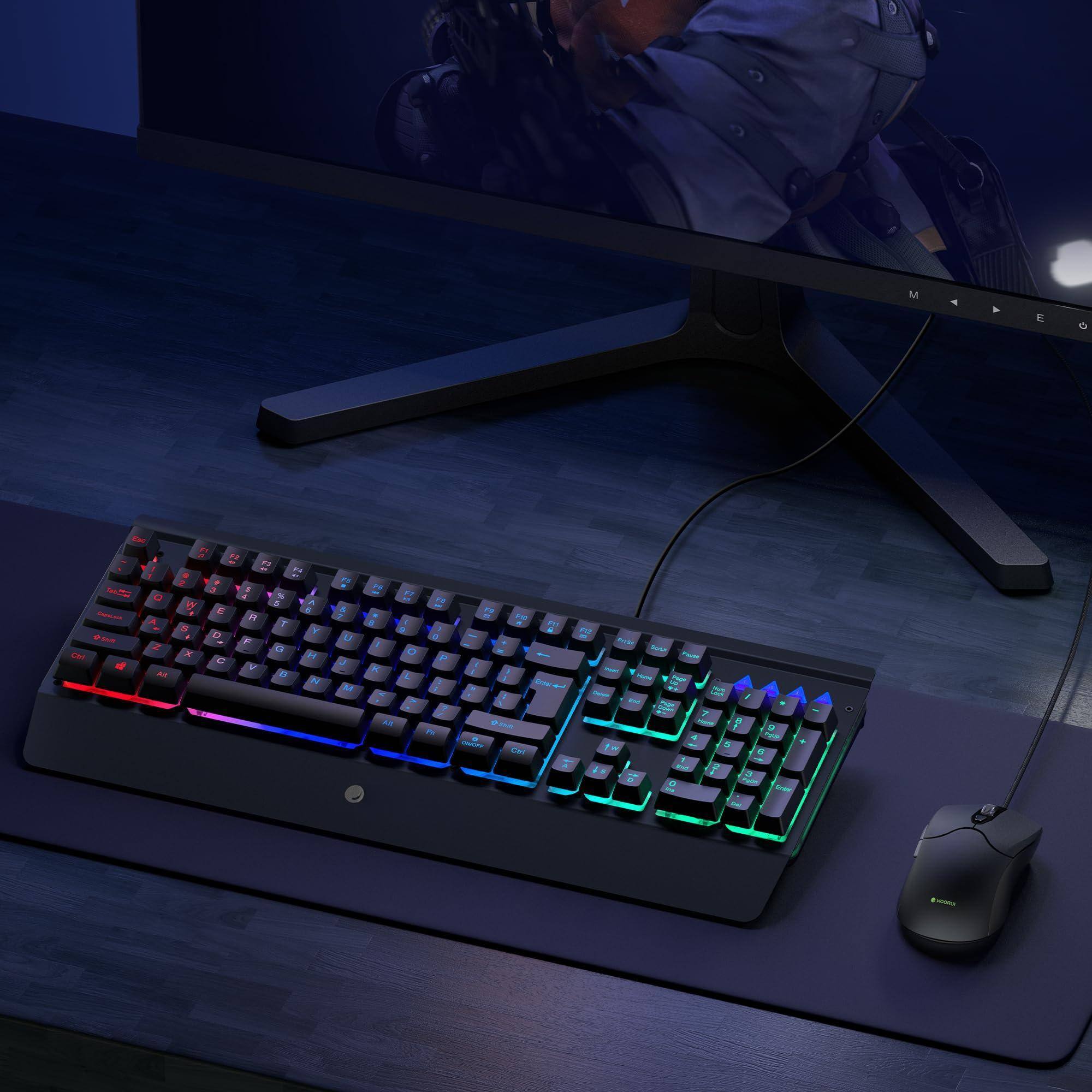 Live At Space Wired 104 Keys Gaming And Mouse Combo Rainbow Backlit ...