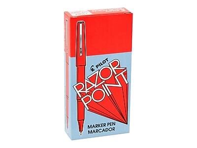 Pilot Razor Point Marker Pens, Ultra Fine Point, Red Ink, Dozen (11007 ...