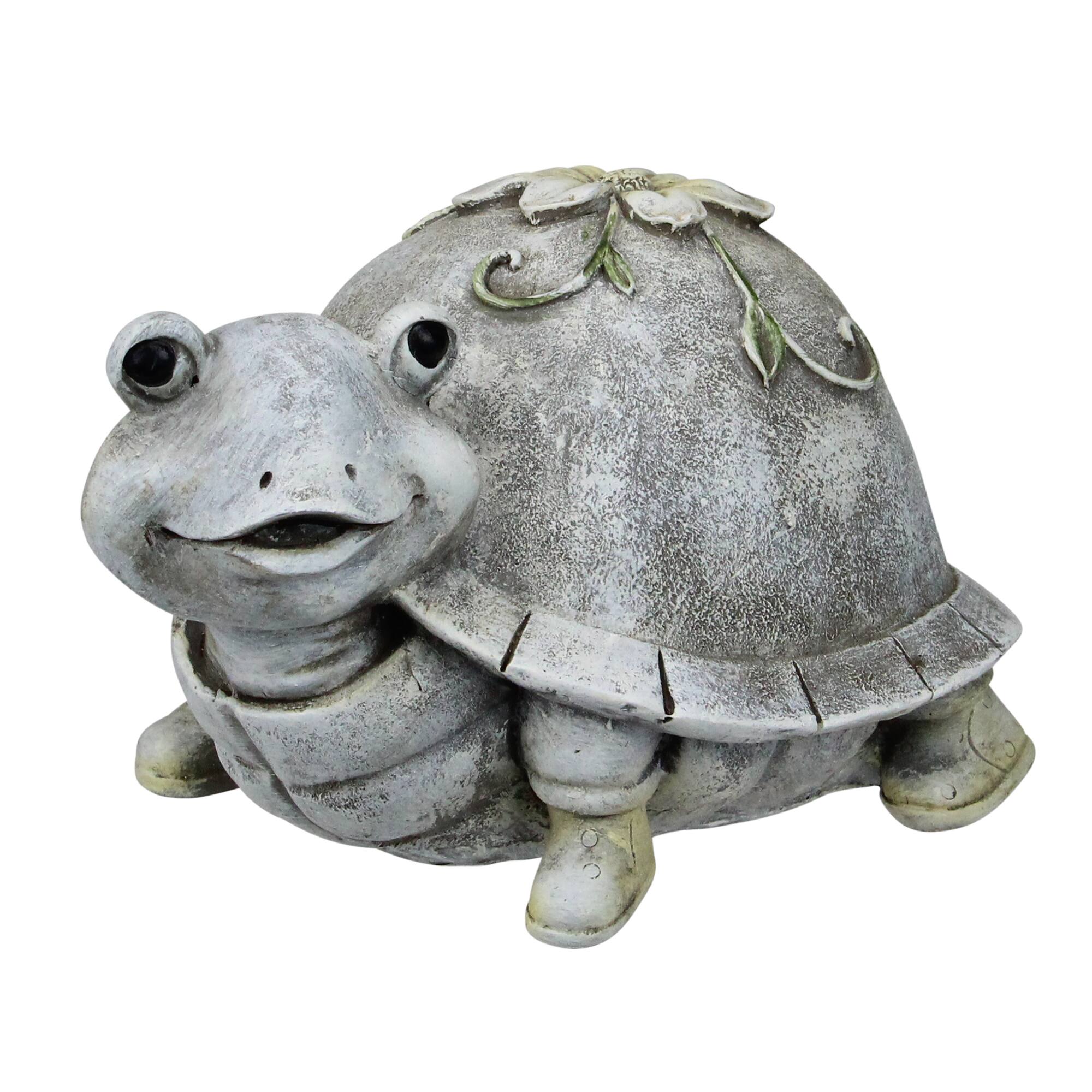 Roman 5.5" and White Outdoor Turtle in Rain Boots Garden Statue Gray ...