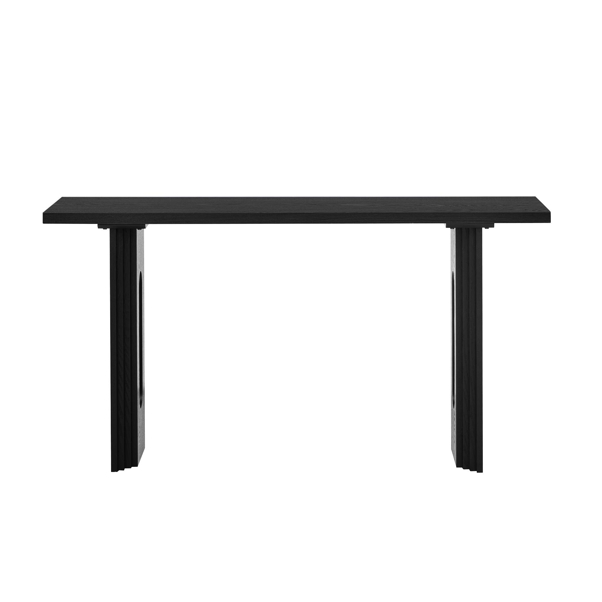 Spaco Designer Console Table with Round Hollow Legs, Ash Solid Wood ...