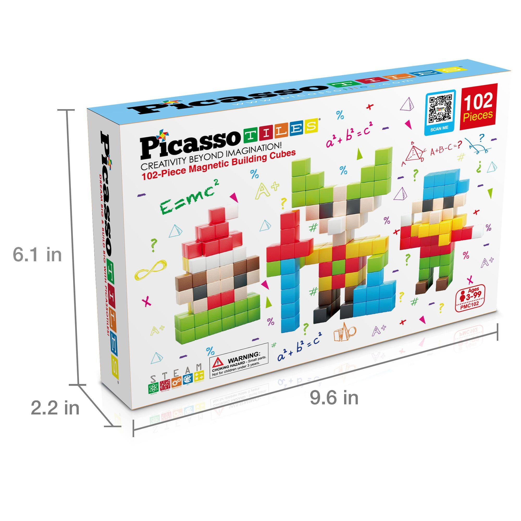 PicassoTiles PICASSO TILES 102 PC Magnetic Building Puzzle Cubes Set ...