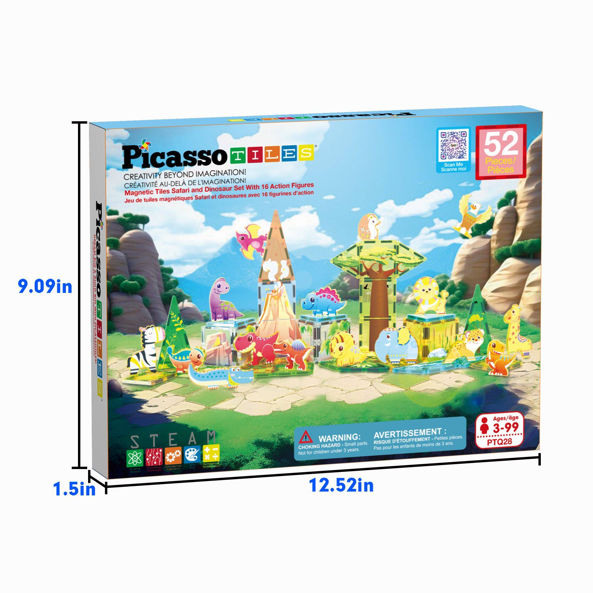 PicassoTiles PICASSO TILES Magnetic Tiles for Kids – Safari Animals ...