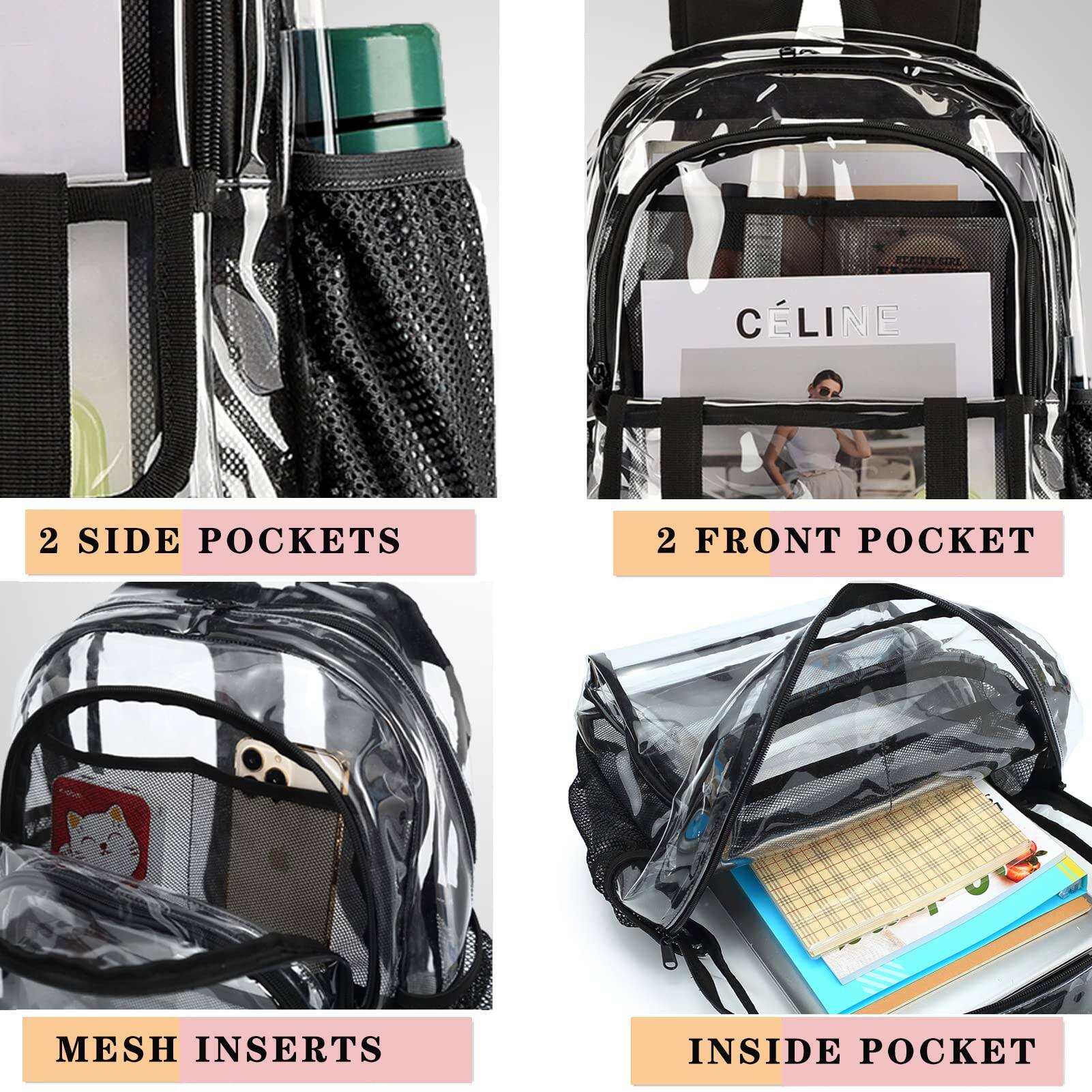 Stamp n Camp Clear Backpack Large Bag Stadium Heavy Duty Pvc ...