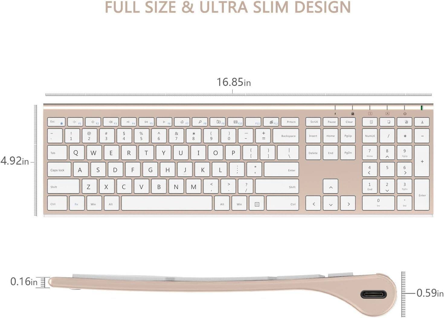 PRIMEPLUS Wireless Keyboard & Mouse Combo, 2.4GHz Rechargeable Quiet ...