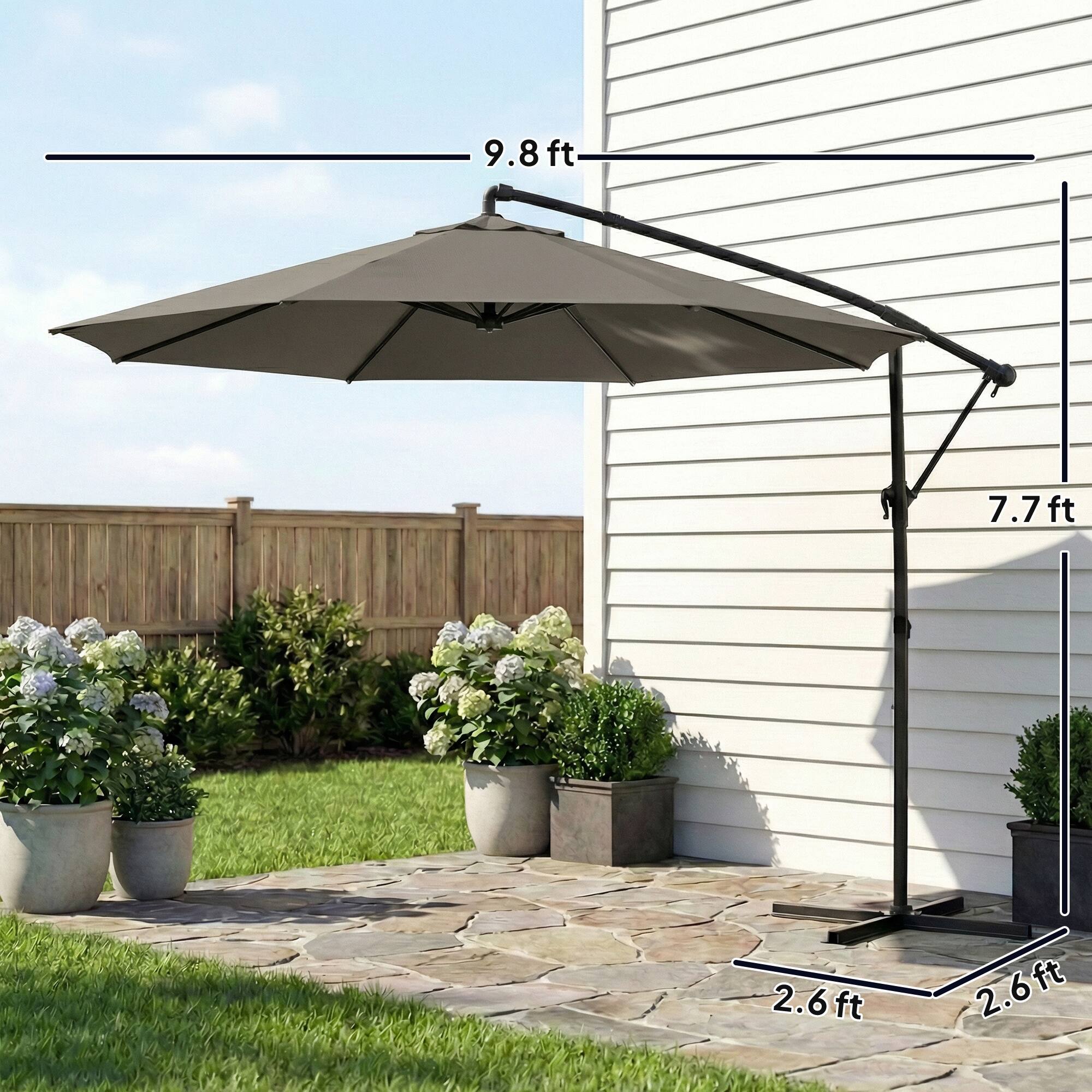 Outsunny ft Offset Patio Umbrella with Cover, Hanging Cantilever ...