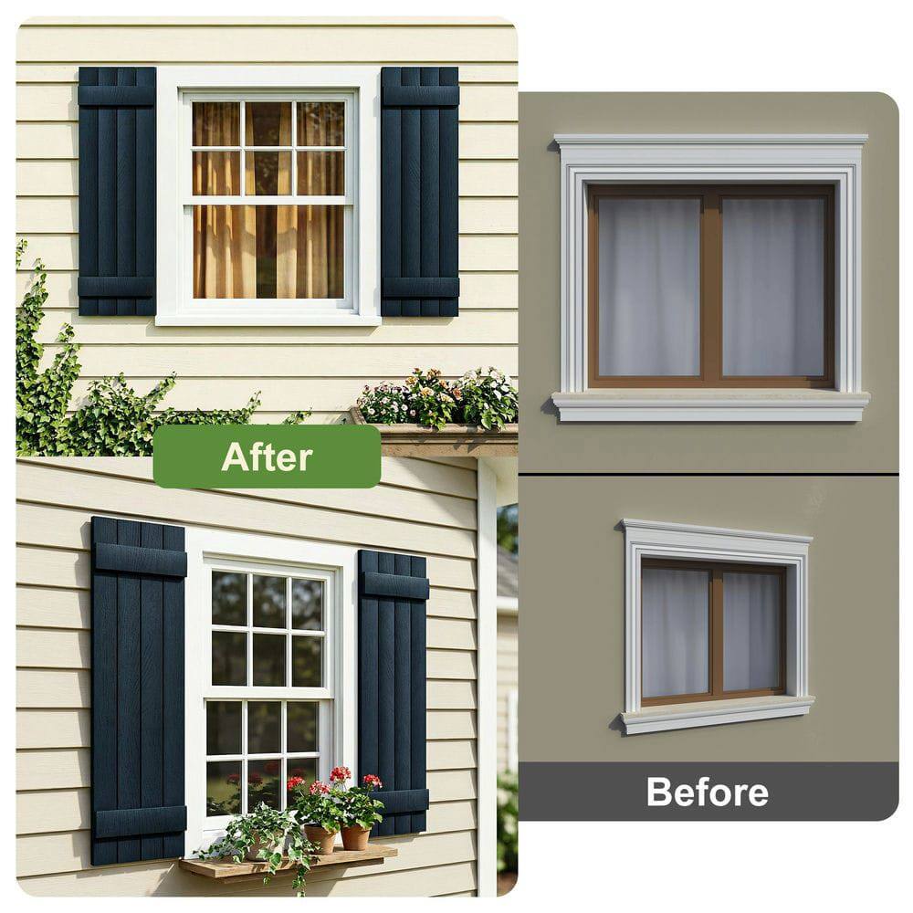 Kadyn Classic Board & Batten Faux Shutters with 2 Horizontal Bars for ...