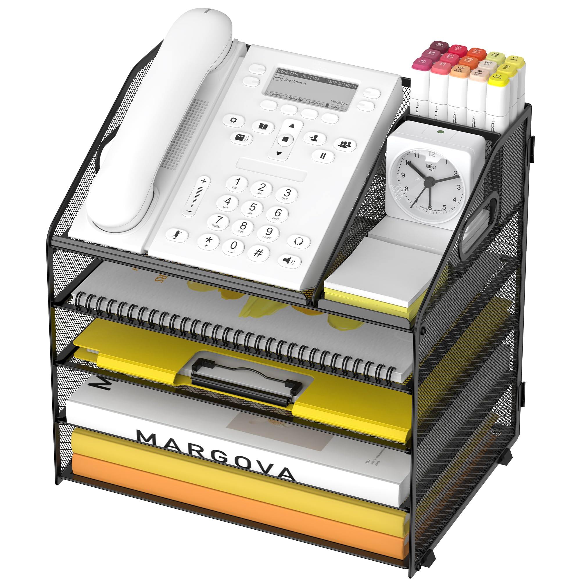 Dapper Styles Letter Tray Paper 4 Tier Desk Organizer With Pen Holder ...