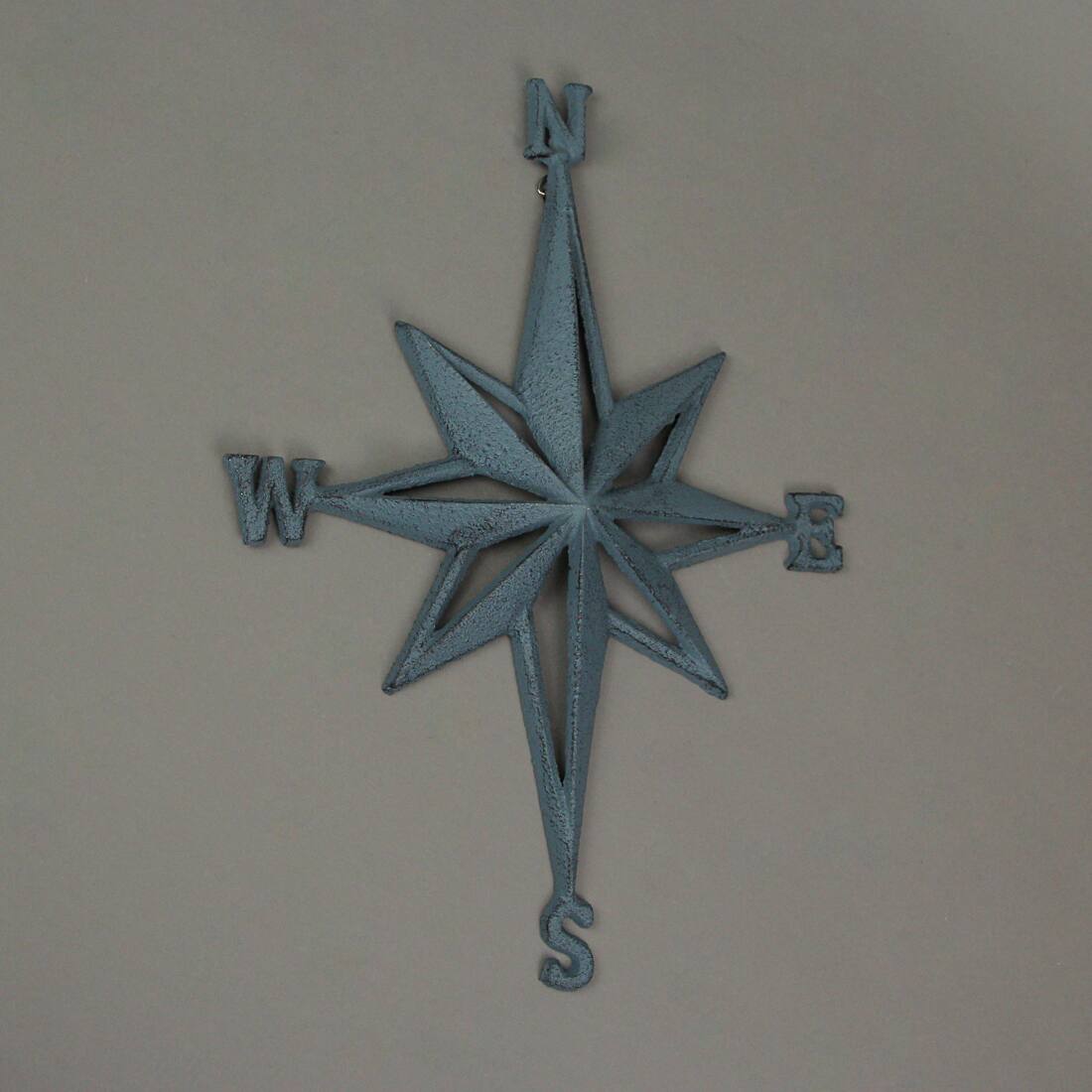Zeckos Blue Grey Cast Iron Compass Rose Wall Hanging Sculpture Coastal ...