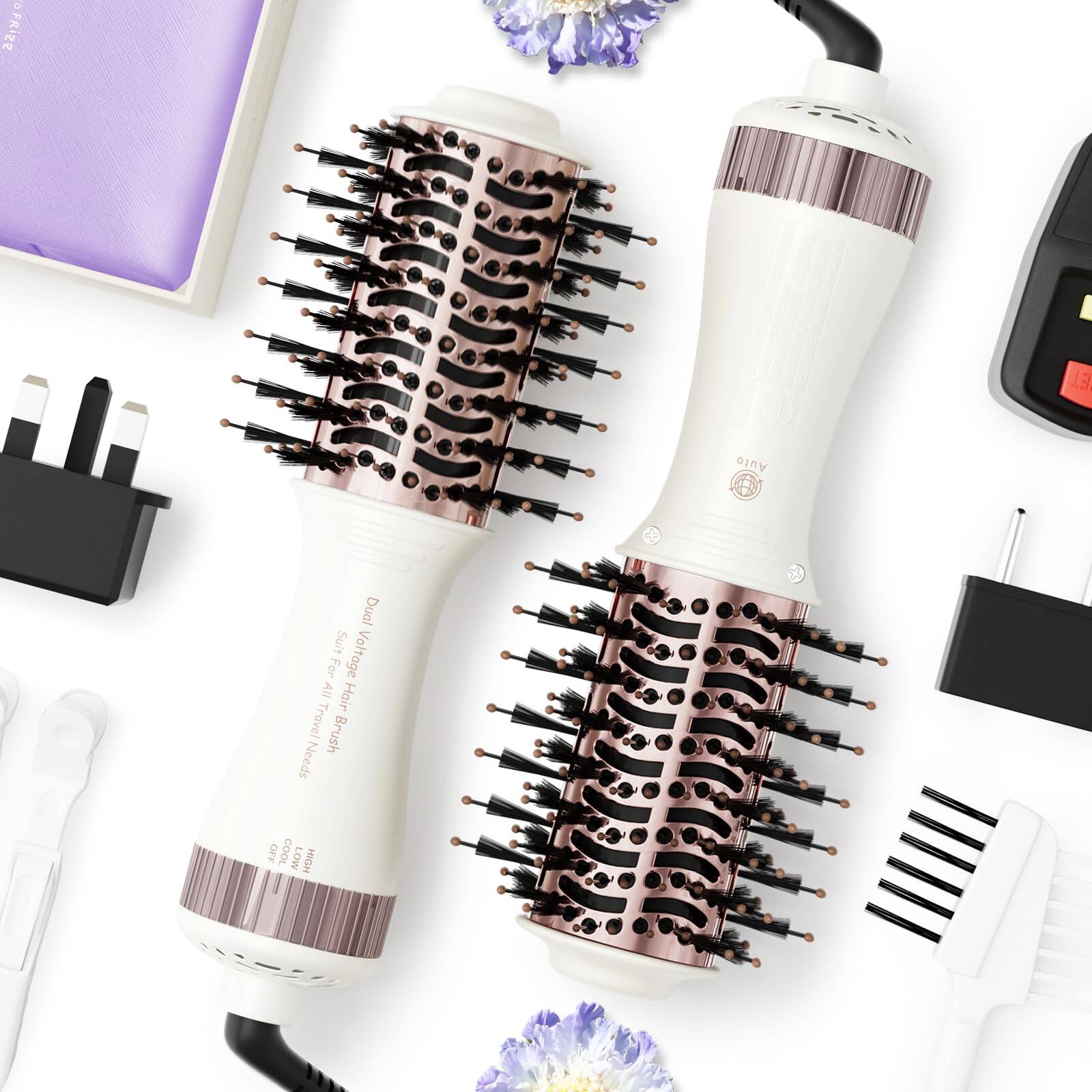 Reds Spade Travel Dual Hair Dryer Brush in Portable Mini Hot Air Blow ...