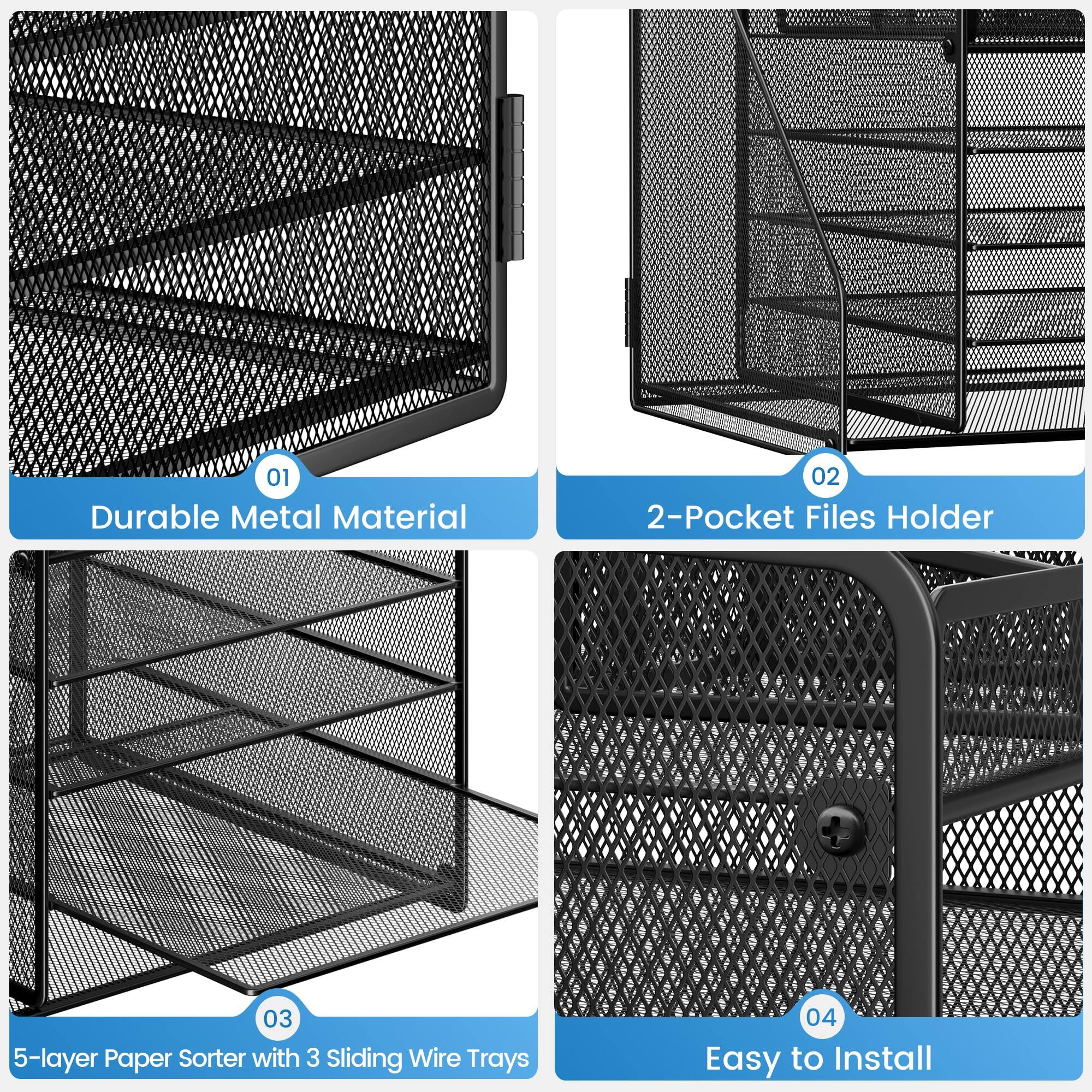 Paradigms Interiors Desk Organizer 5 tier Metal Mesh Paper Letter Tray ...