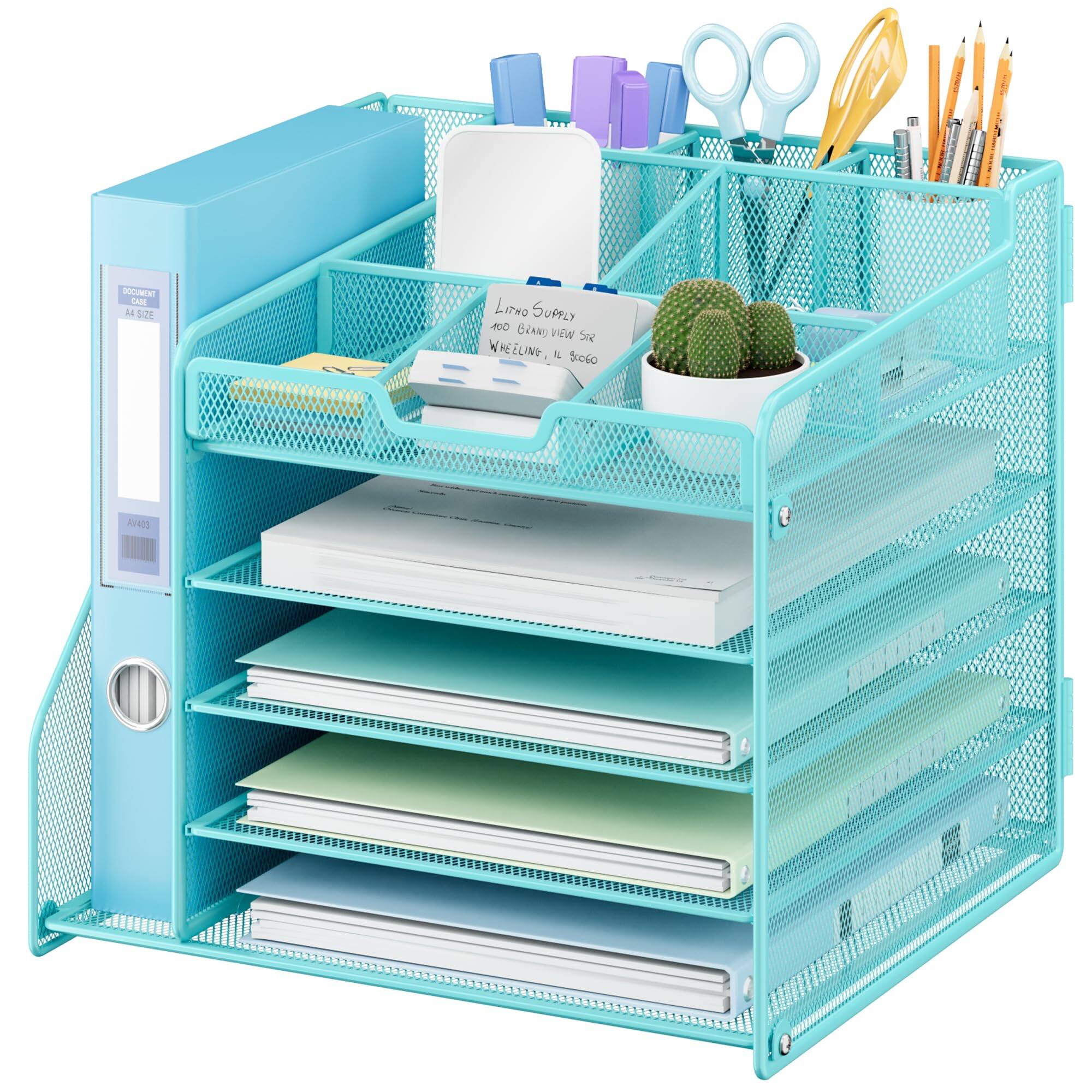 Paradigms Interiors Desk Organizer 5 tier Metal Mesh Paper Letter Tray ...