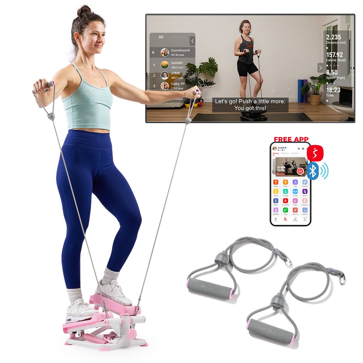 Sunny Health & Fitness Smart Mini Stepper Pink P2000SMART - Best Buy