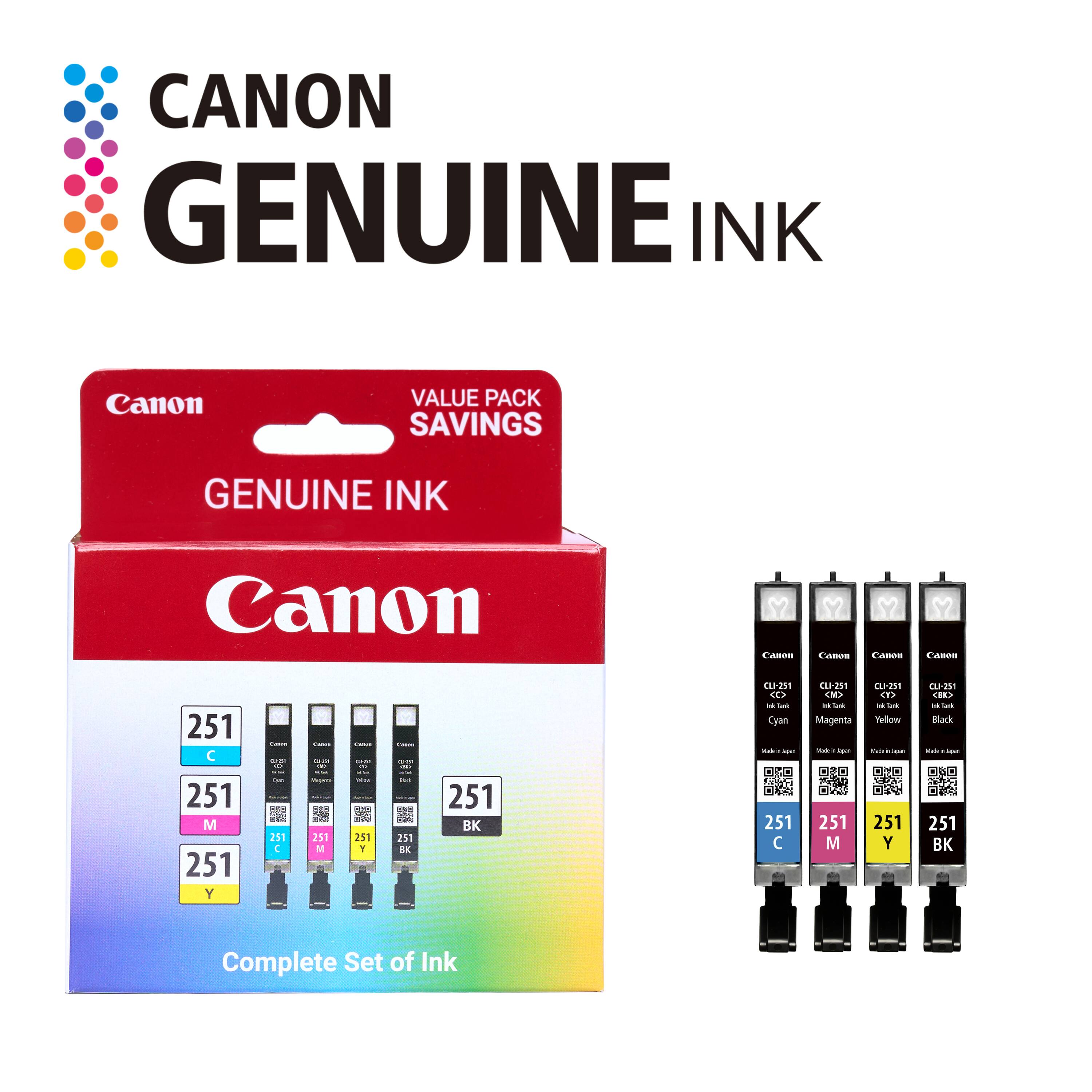 Canon CLI 251 4 Pack Standard Capacity Ink Cartridges Photo Black/Cyan ...