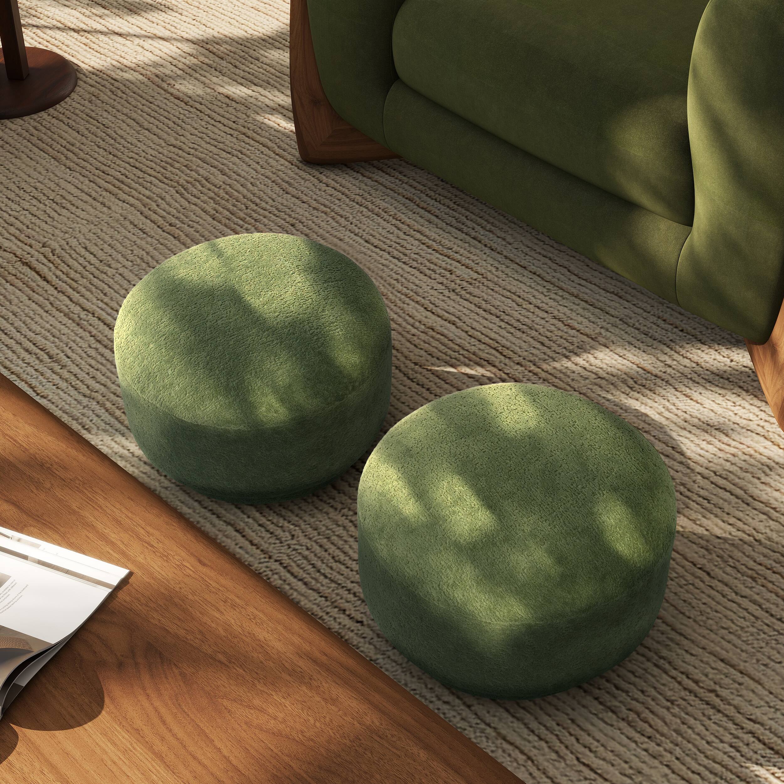 APRILSOUL 15in Mushroom Footstool Ottoman Moss Fleeced Teddy Green SF-H ...