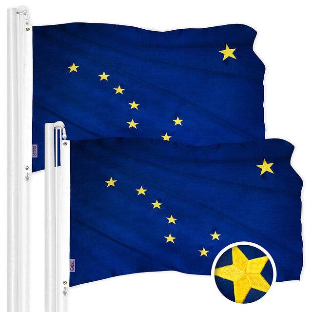 G128 Alaska State Flag 3x5 ft 2 Pack, Embroidered Polyester Assorted ...