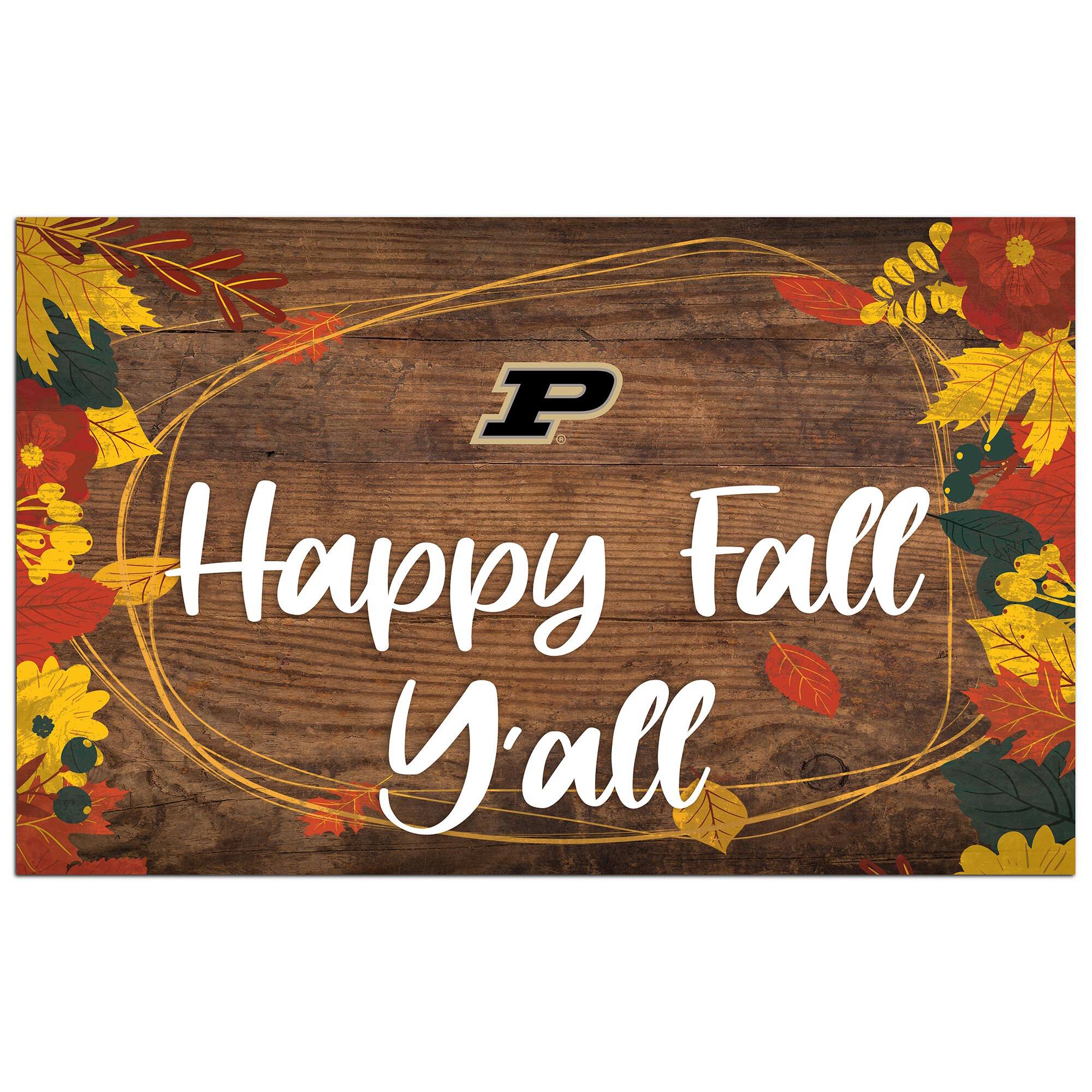 Fan Creations Purdue Boilermakers 11'' x 19'' Happy Fall Y'all Sign ...
