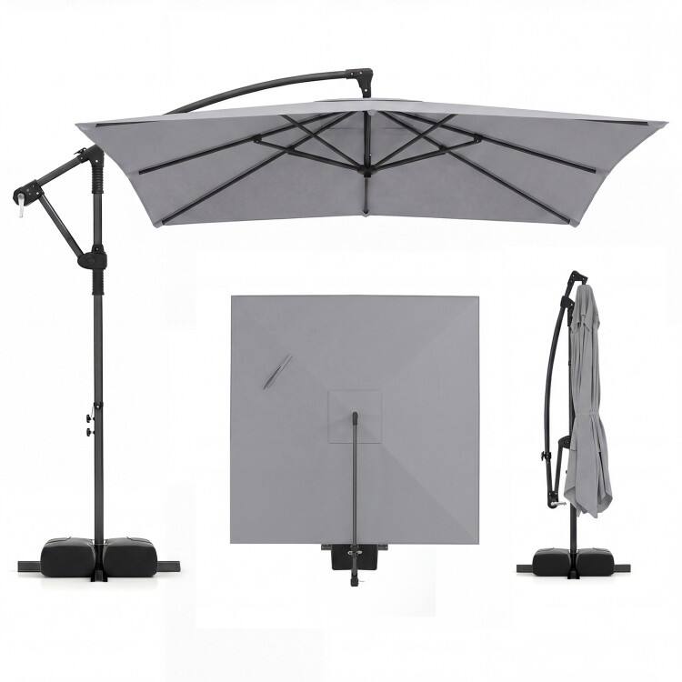 Mondawe 8x8 FT Offset Cantilever Square Patio Umbrella 360 Rotation ...