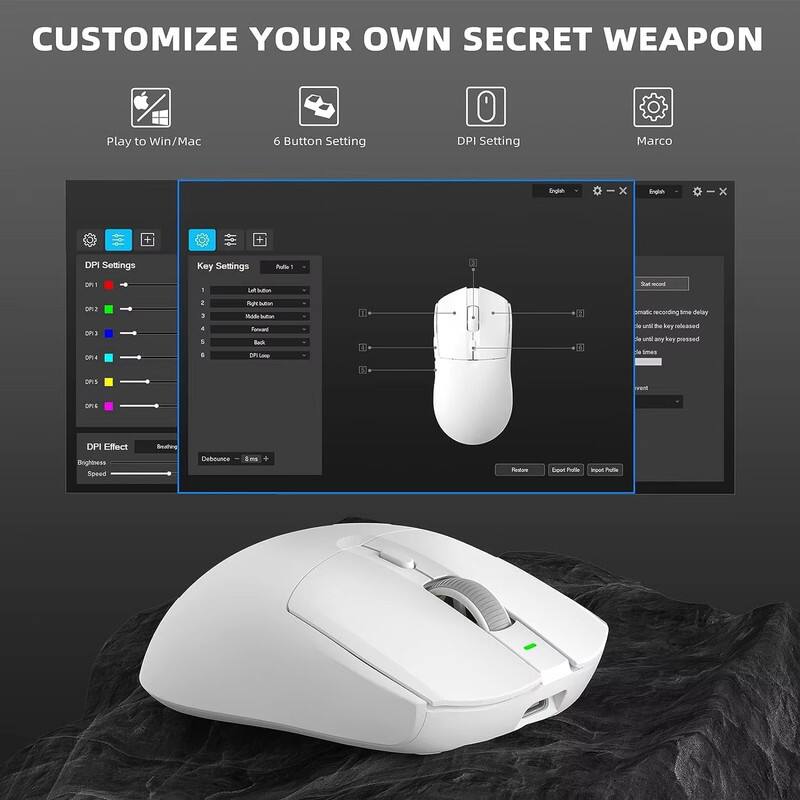 Luckbyte 59g Ultra Lightweight Wireless Gaming Mouse Flagship 26K DPI ...