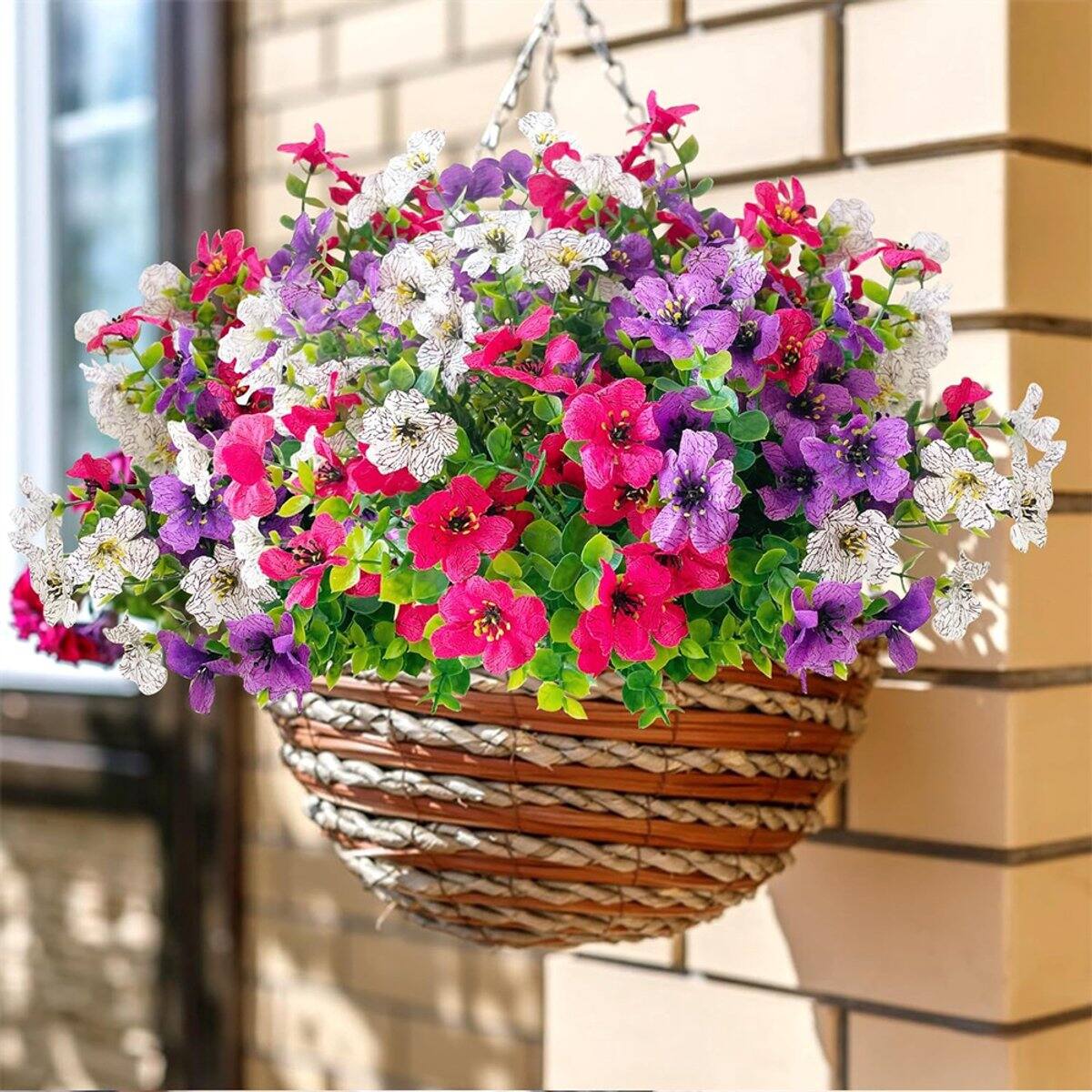 Auledio 6 bunches of outdoor artificial flowers, violet, for indoor and ...