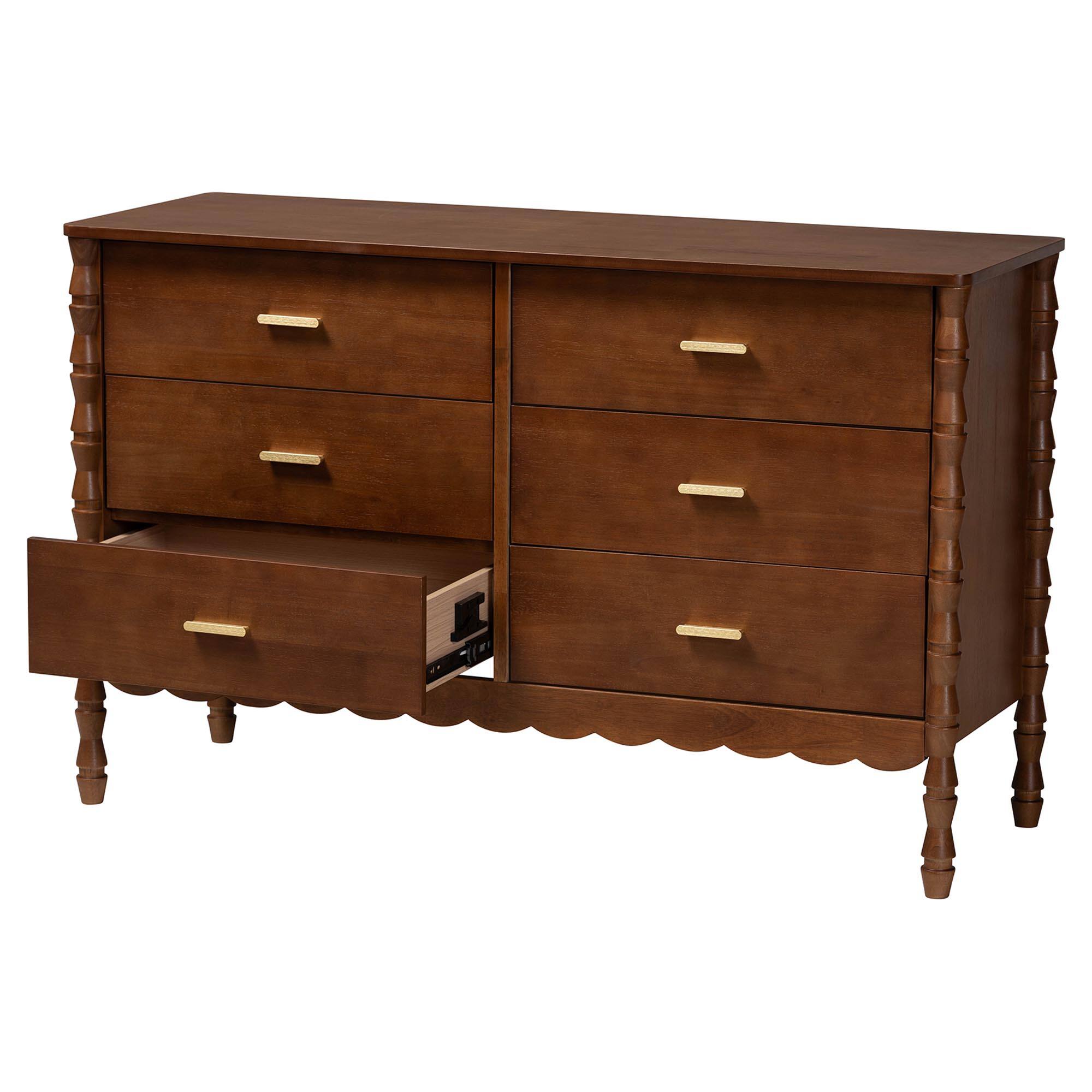 Baxton Studio Danette Bobbin Wood 6 Drawer Dresser Walnut Brown - Best Buy