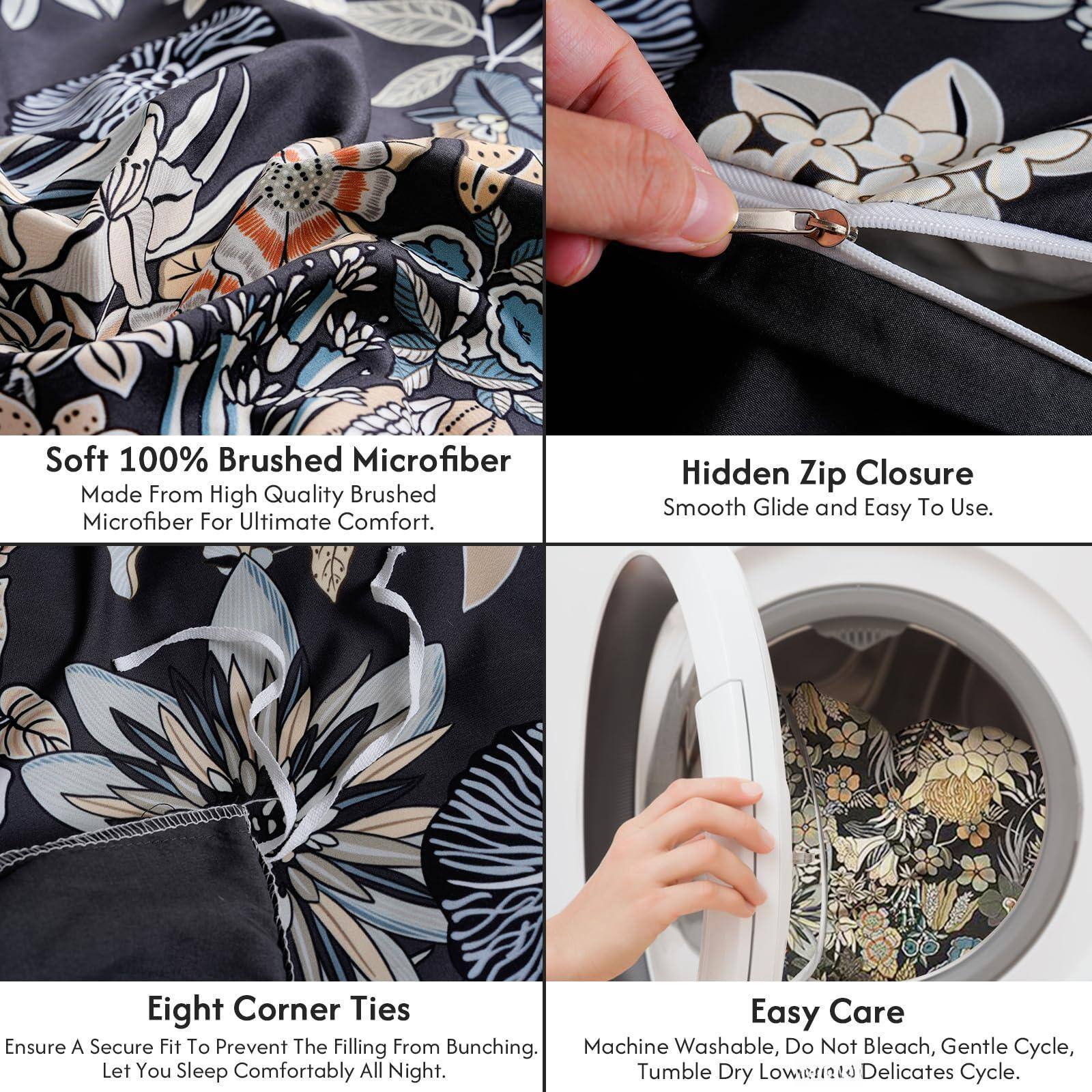 Stylel Star King Flower 3 Duvet Cover Set Breathable Soft Microfiber ...