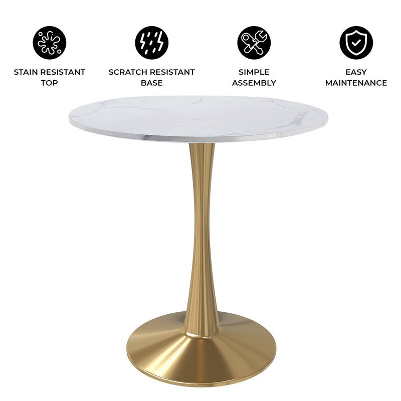 LeisureMod Bristol 31" Round Minimalist Dining Table, Sintered Stone or ...