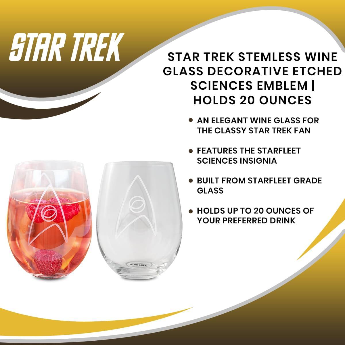 Surreal Entertainment Star Trek Stemless Wine Glass Decorative Etched ...