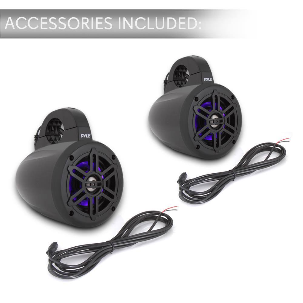 Pyle Waterproof Marine Wakeboard Tower Speakers Black PLMRLEWB47BB ...