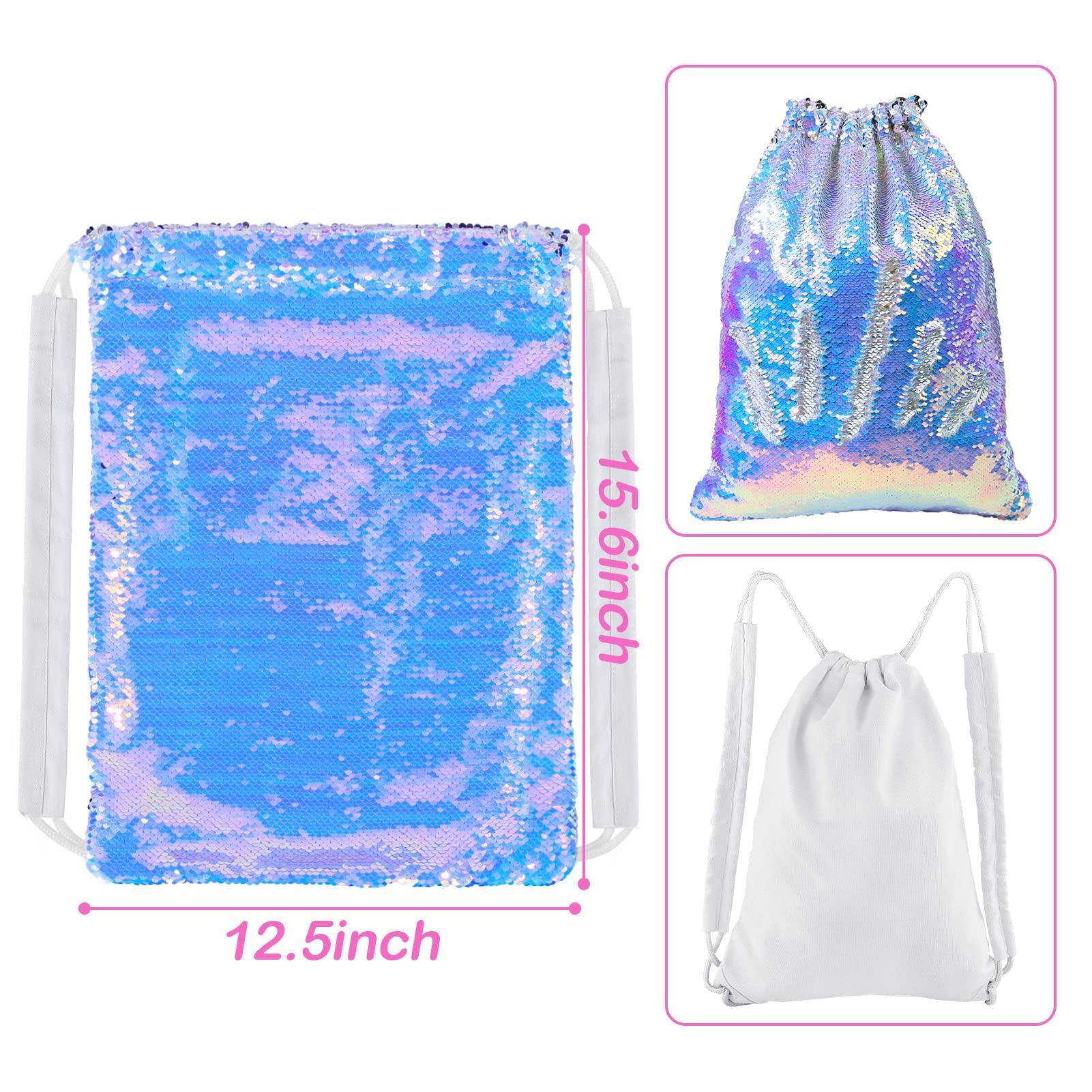 Pacoar Cade Sparkly Drawstring Backpack Mermaid Sequin Dance Bag Sports ...