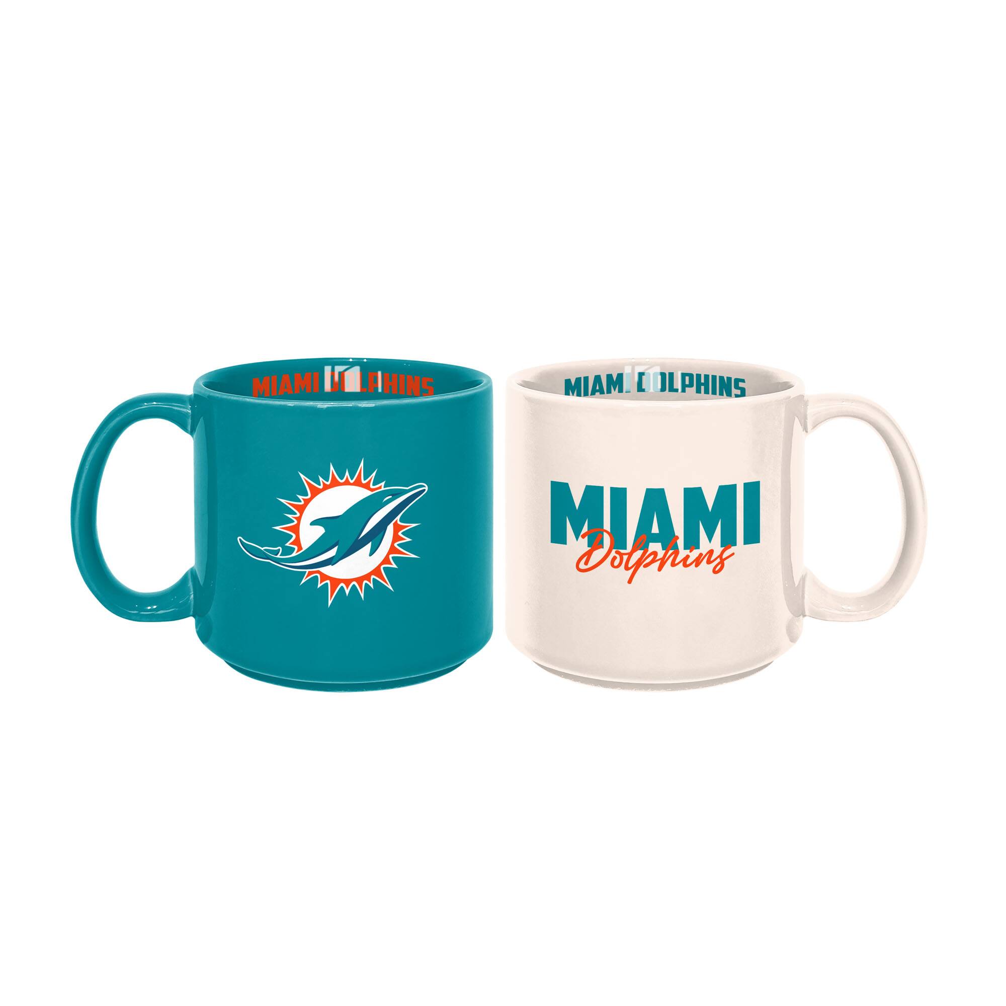 Logo Brands Miami Dolphins 2 Pack 15oz. Stackable Mug Set Multicolor ...
