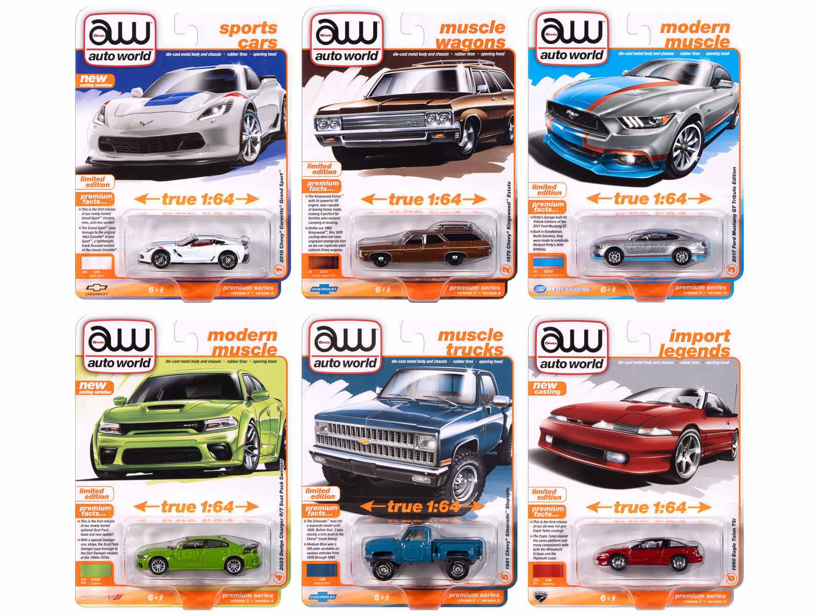 Autoworld Auto World Premium 2024 Set A of 6 pieces Release 3 1/64 ...